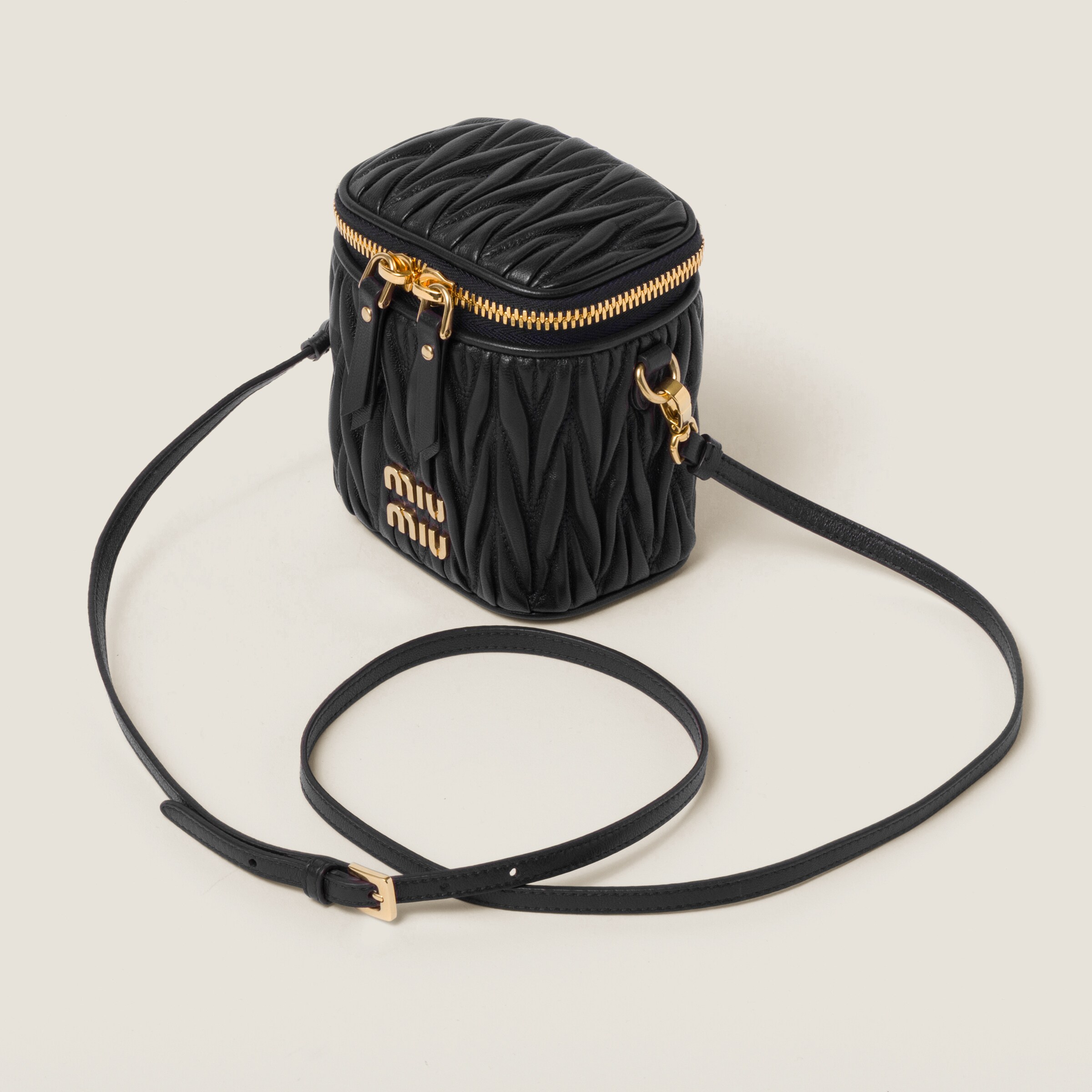Black Matelassé Nappa Leather Micro Bag | Miu Miu