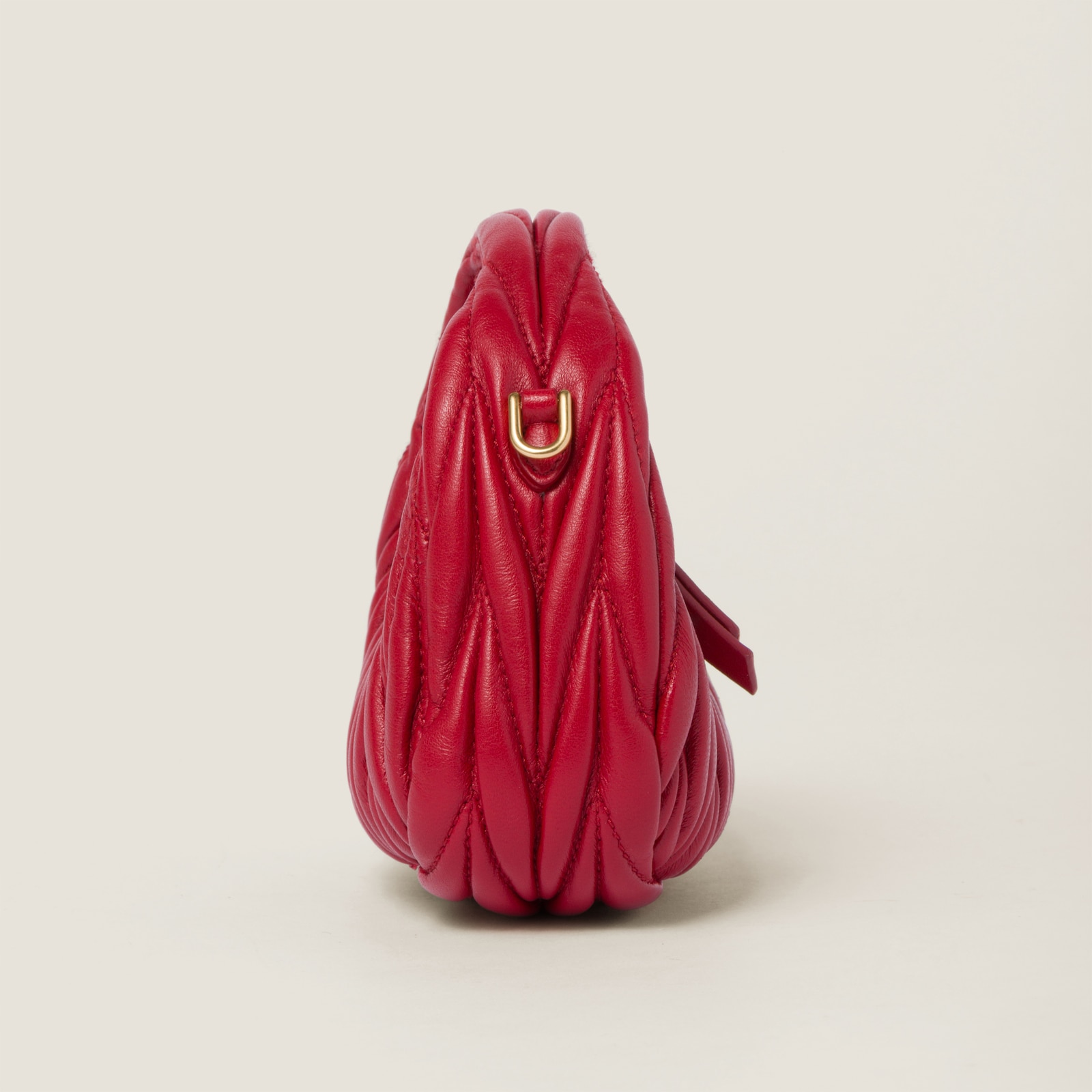 Red Wander Matelassé Nappa Leather Micro Hobo Bag | Miu Miu