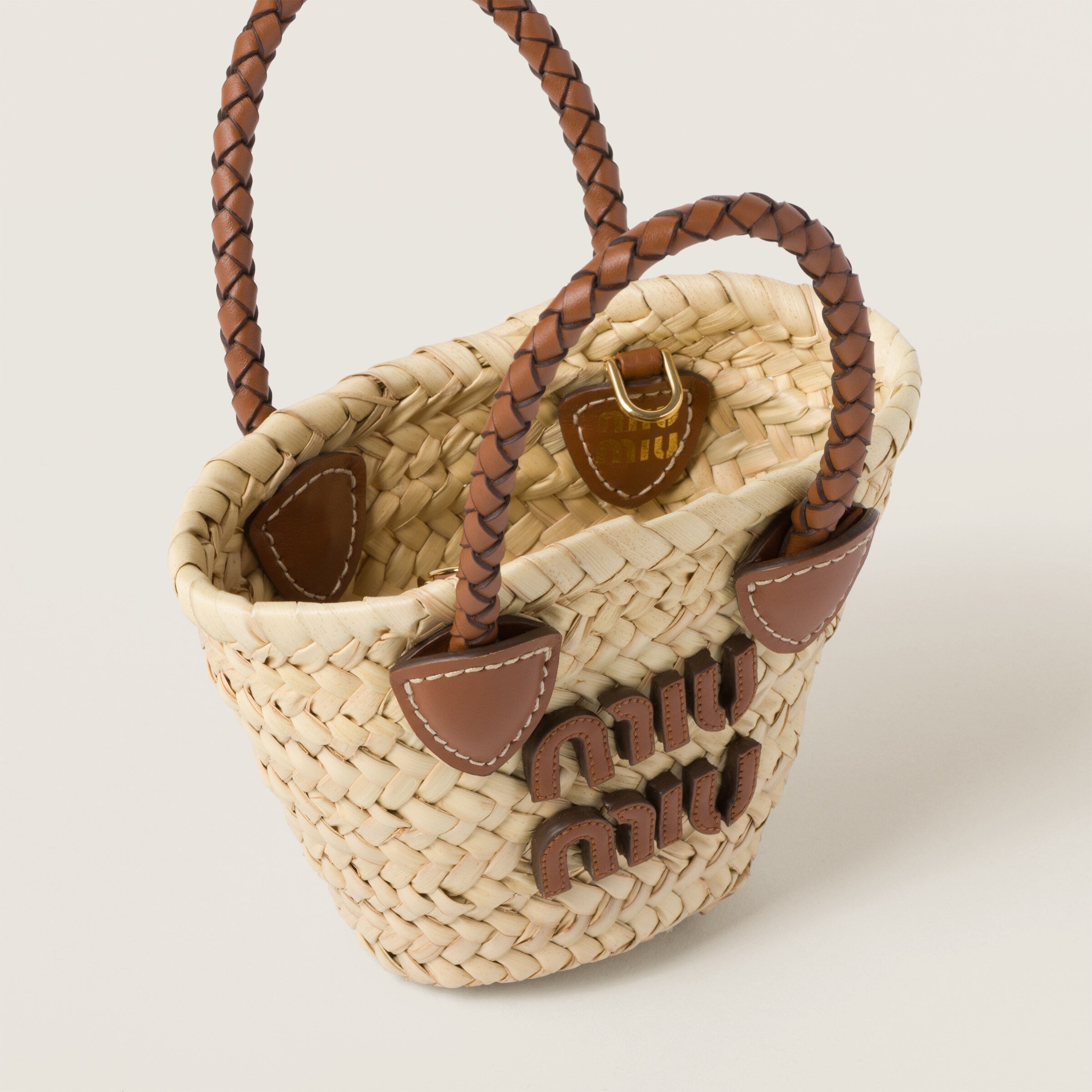 Beige/cognac Palmetto Mini-bag | Miu Miu