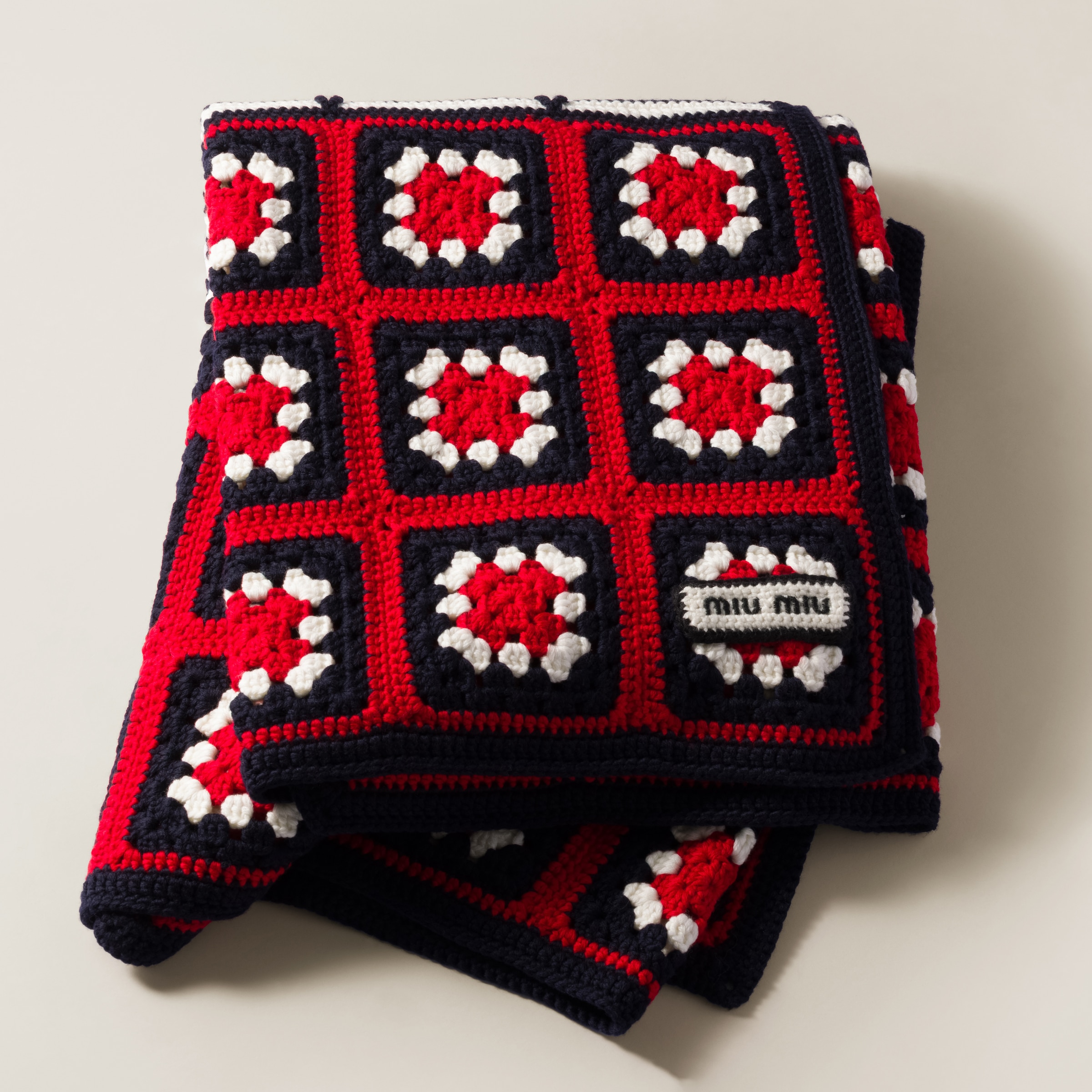 Navy Wool Throw | Miu Miu
