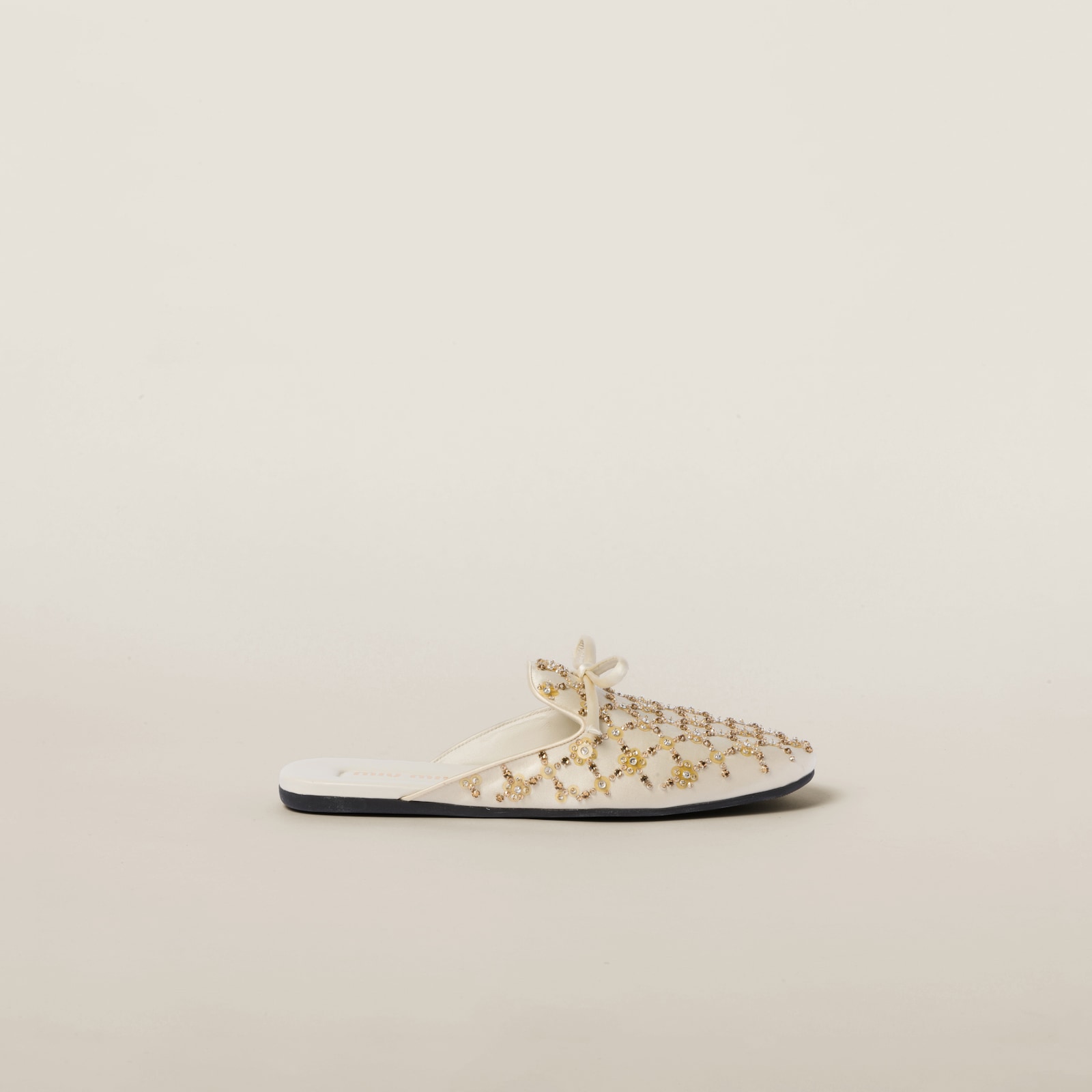 Ivory Satin Slippers | Miu Miu