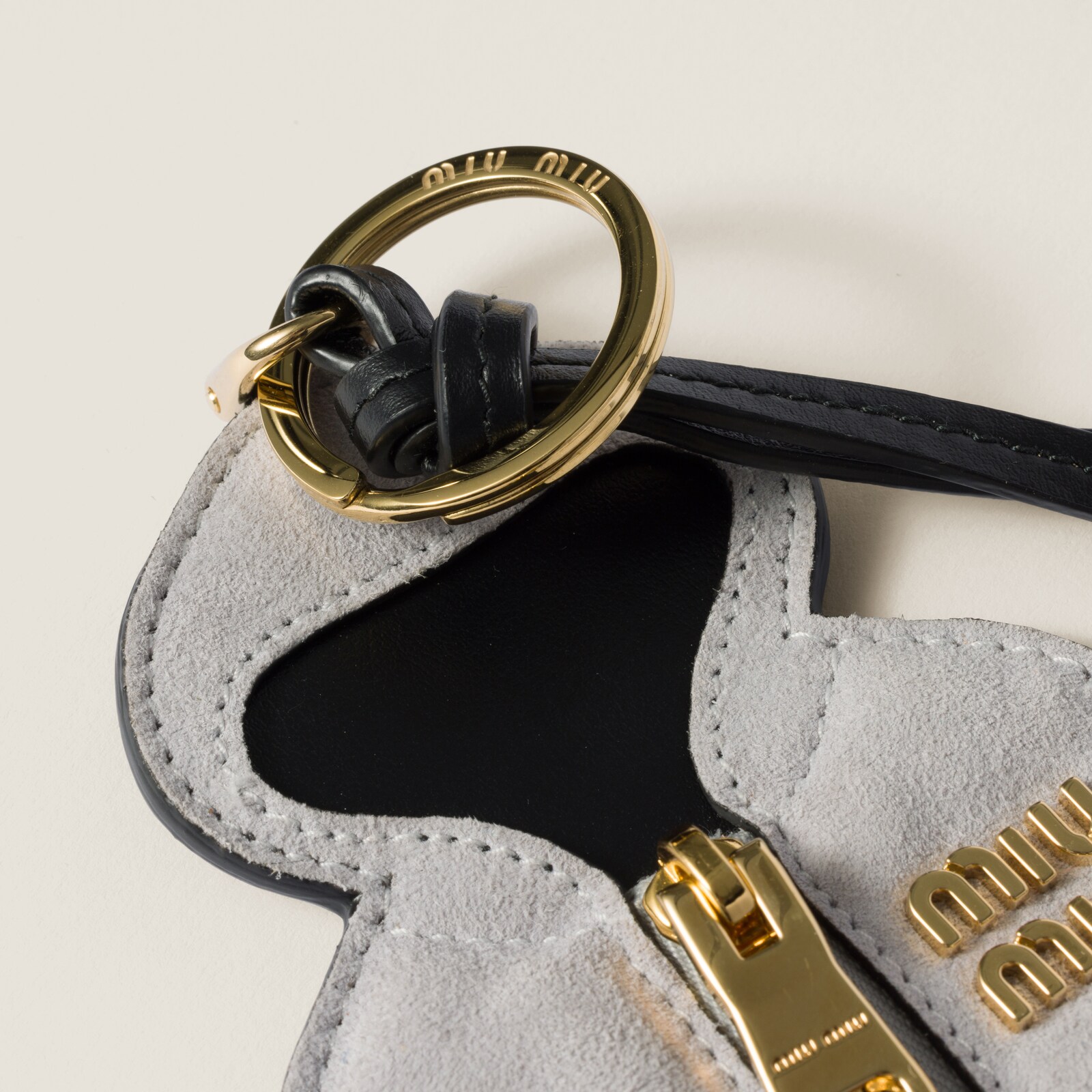 Grey Trick Leather Keyring | Miu Miu
