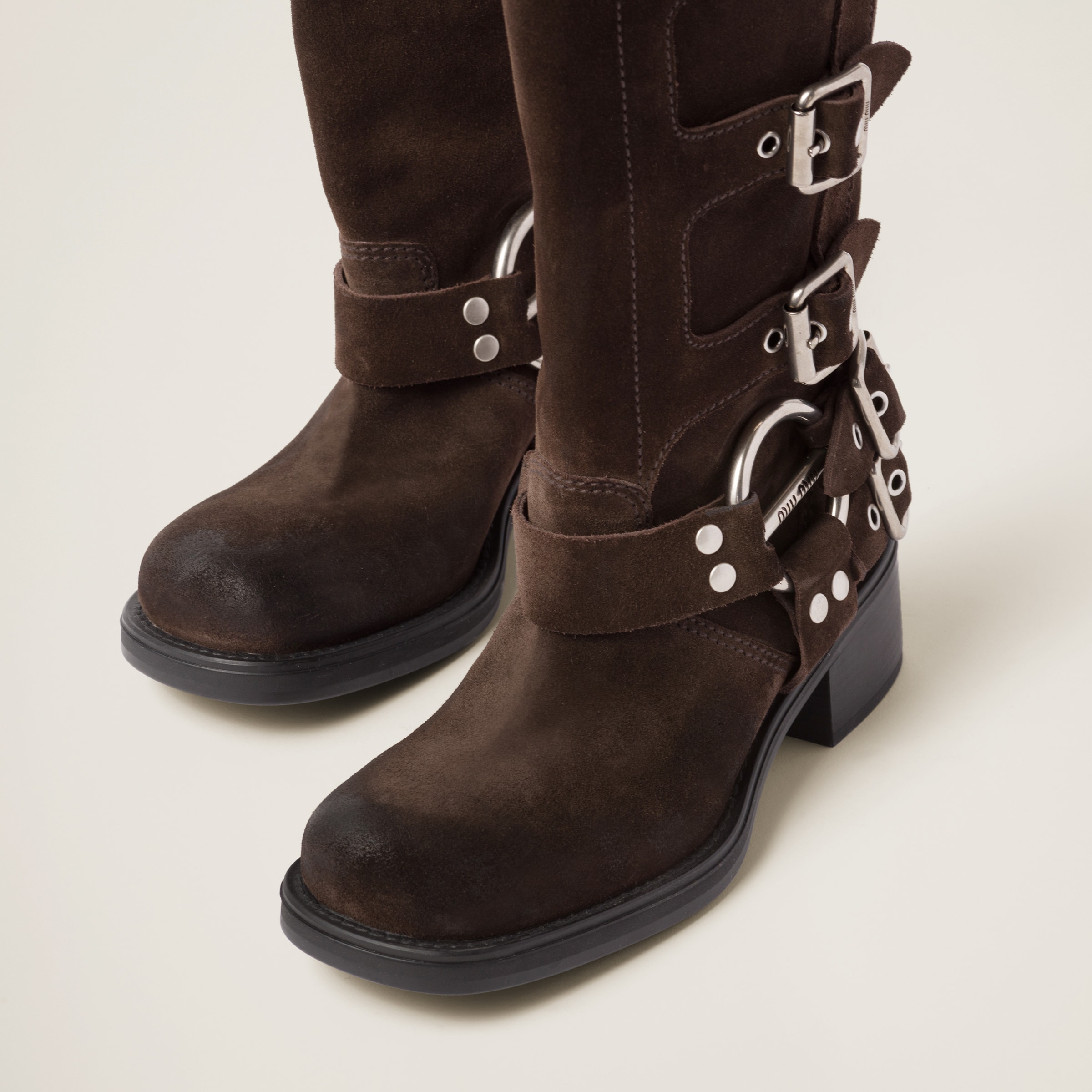 Dark Brown Suede Boots | Miu Miu