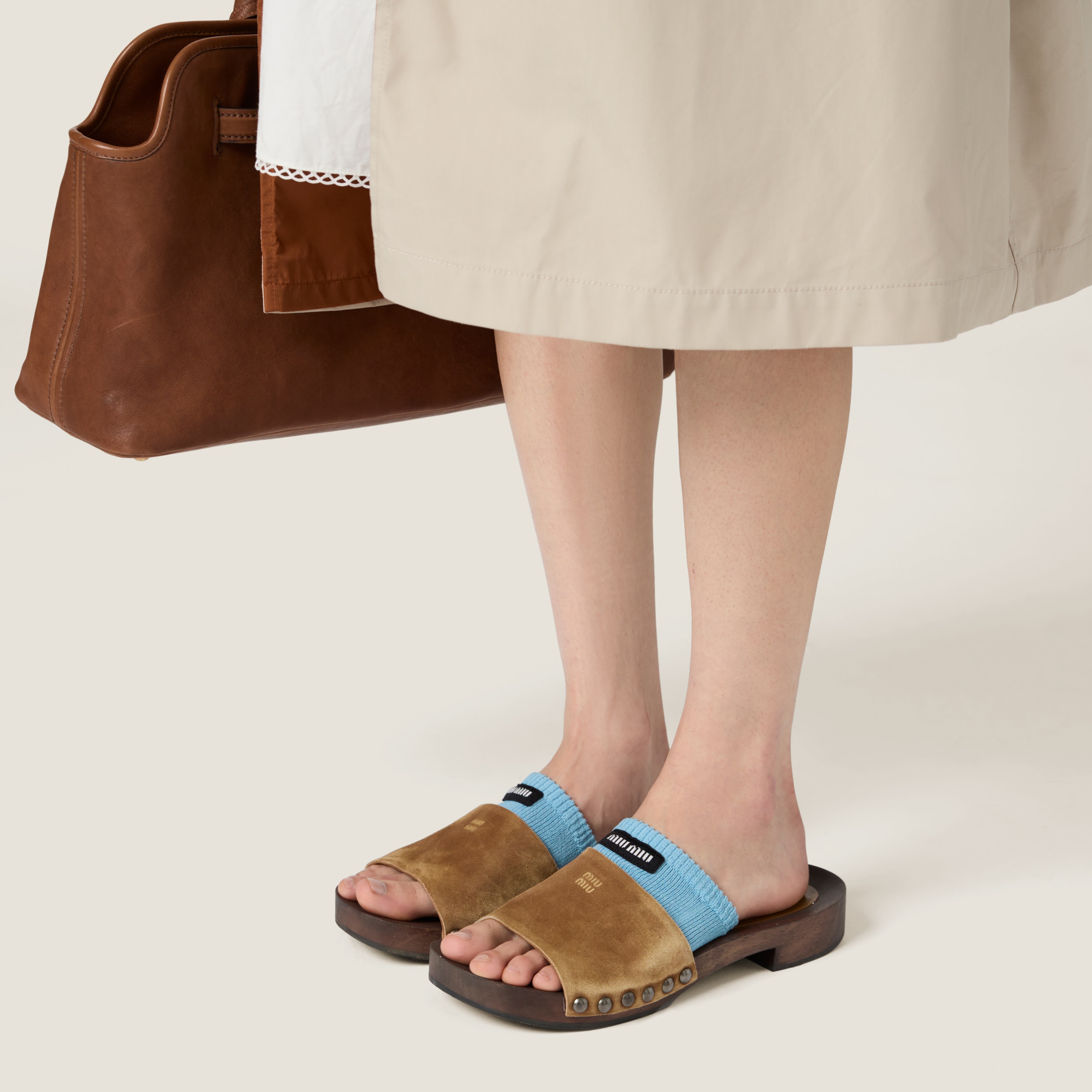 Cinnamon Faded Suede Clogs | Miu Miu
