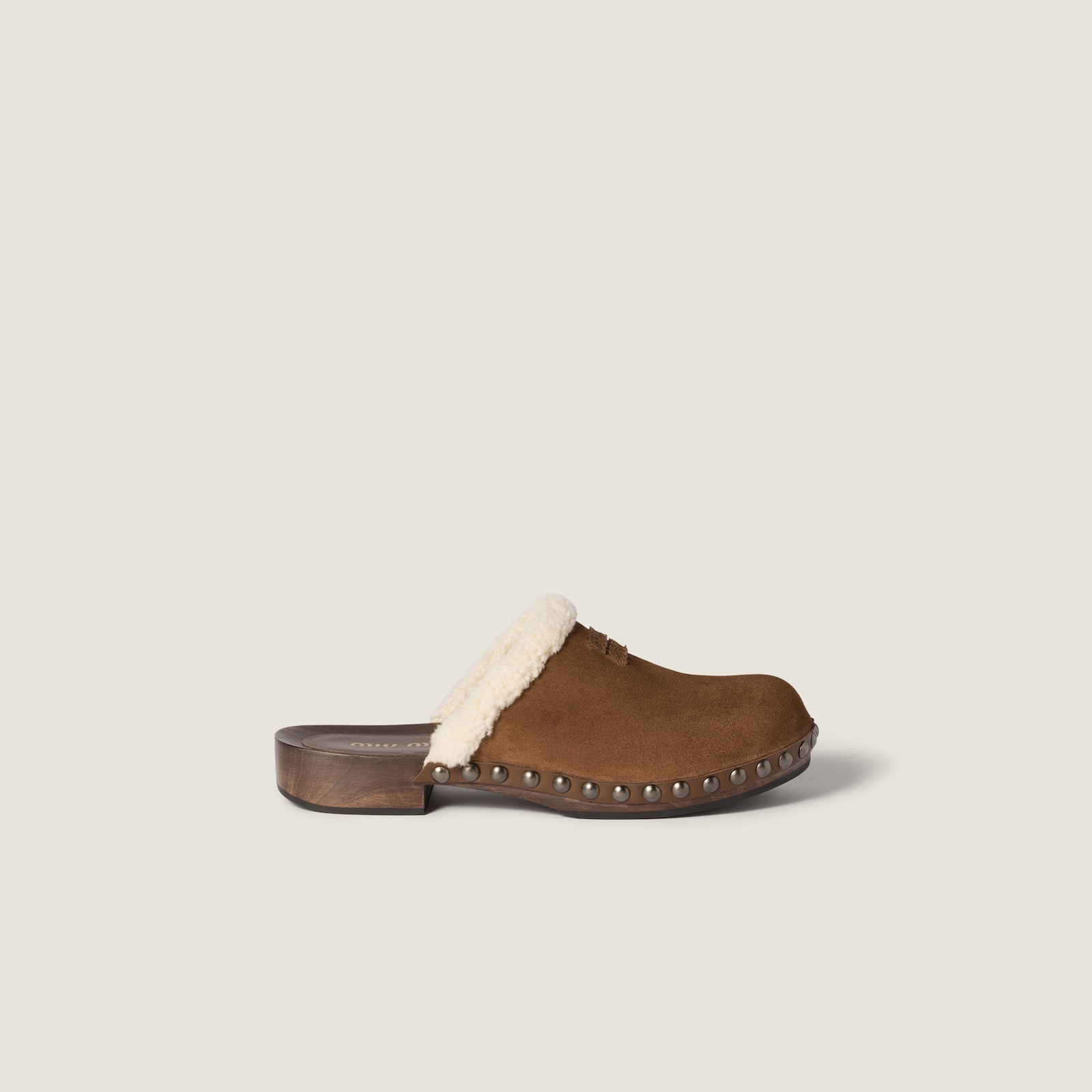 Cocoa Brown Suede Clogs | Miu Miu