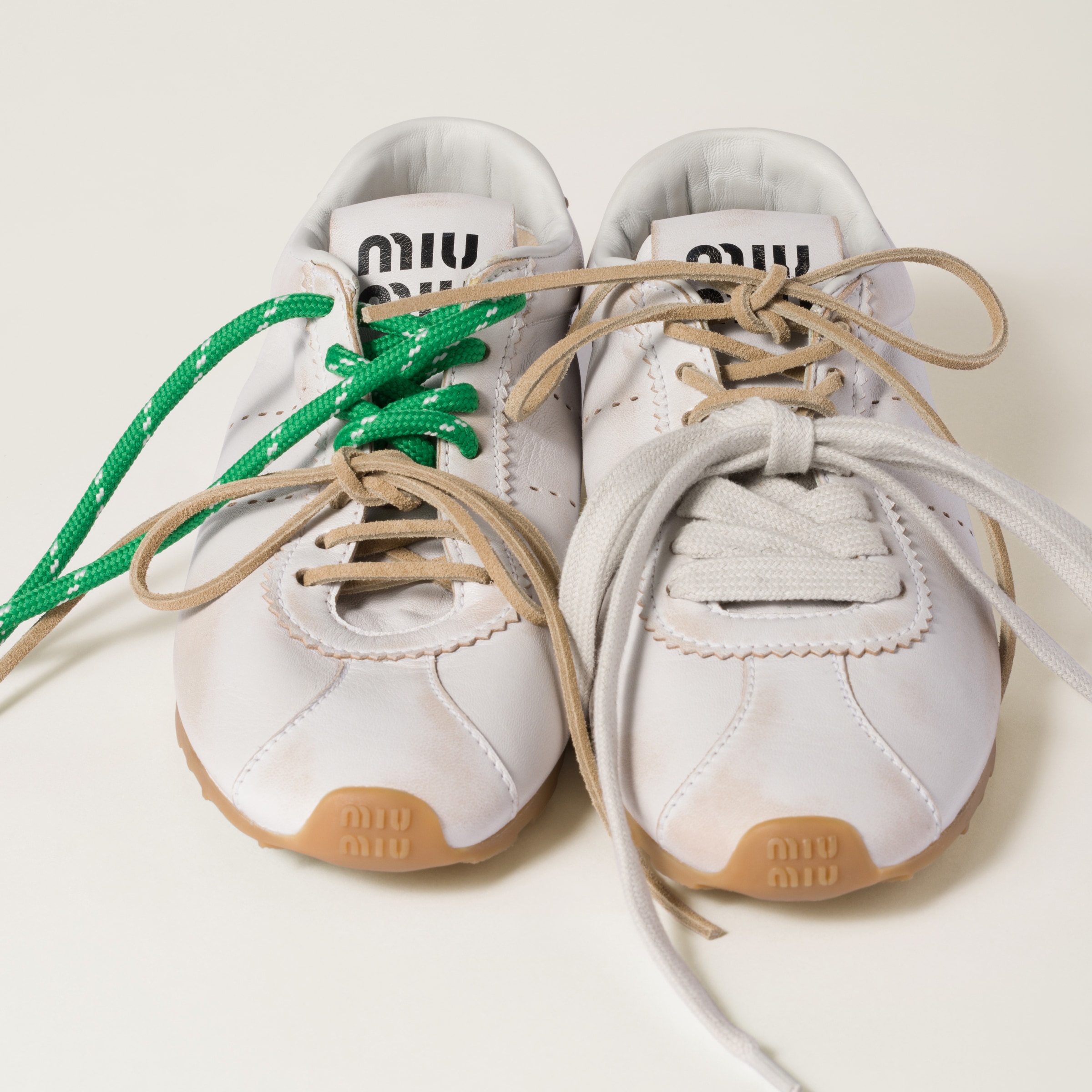 Emerald/white Two-tone Cord Laces | Miu Miu - United States