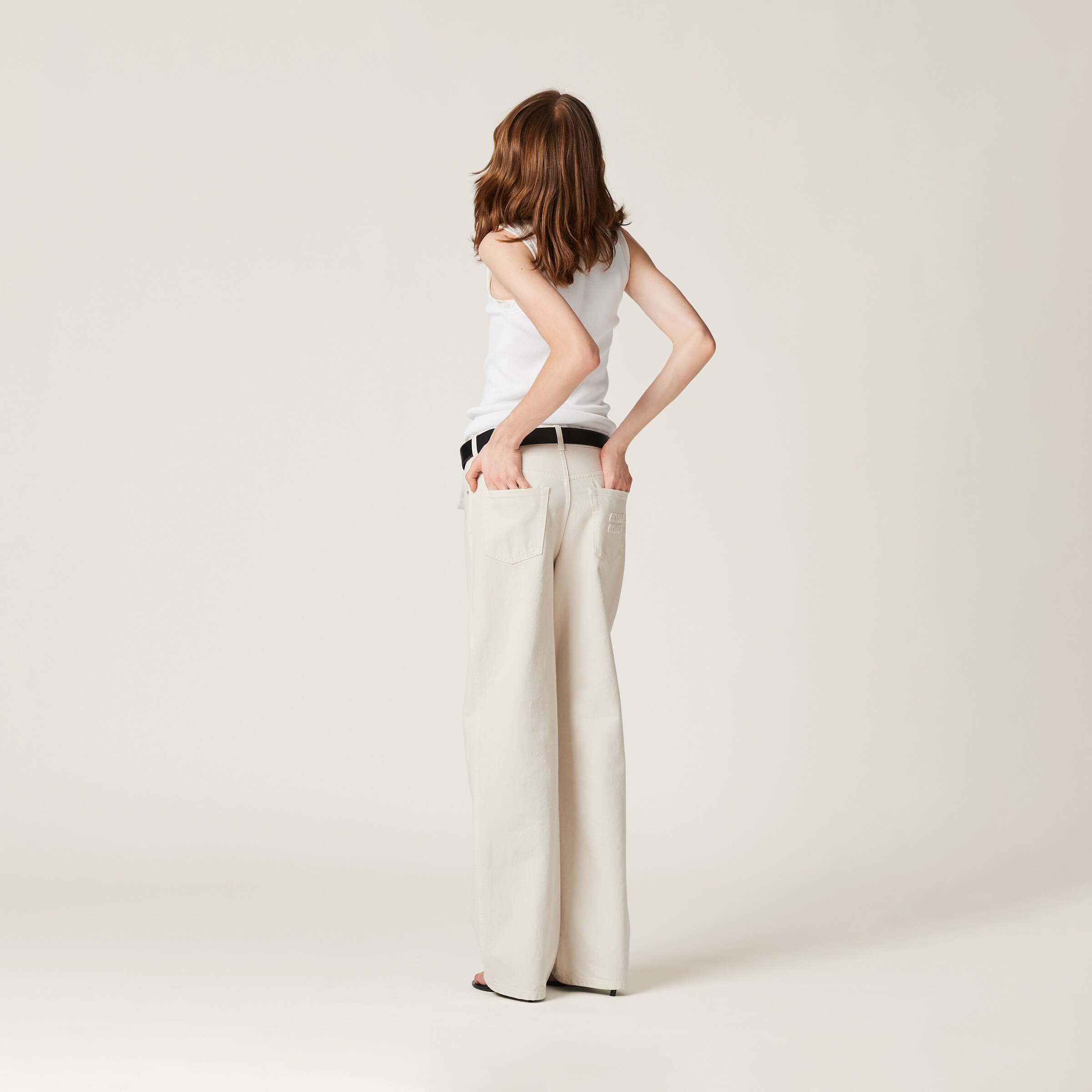 Ecru Five-pocket Ecru Denim Jeans | Miu Miu