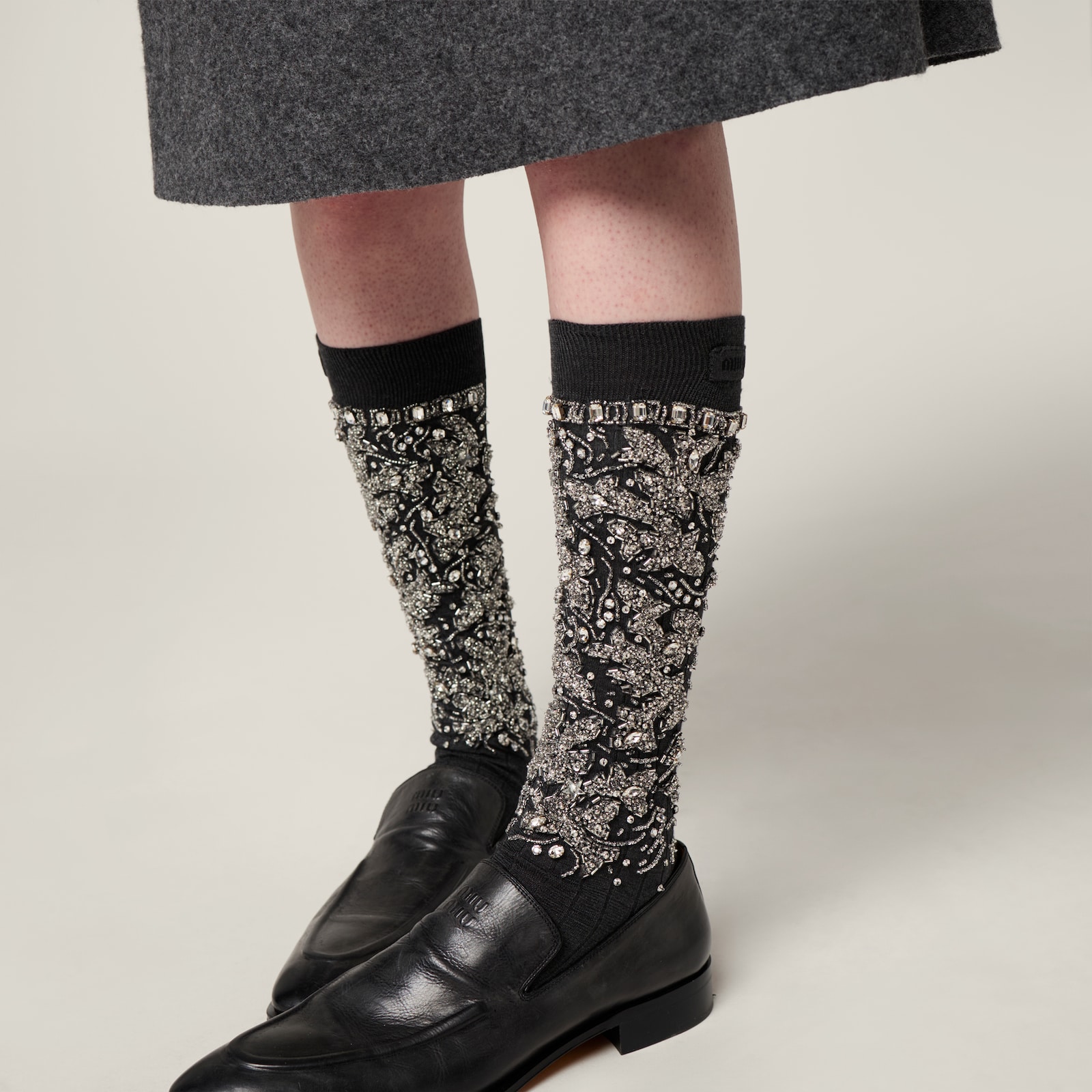 Grey Silk Socks | Miu Miu - United States
