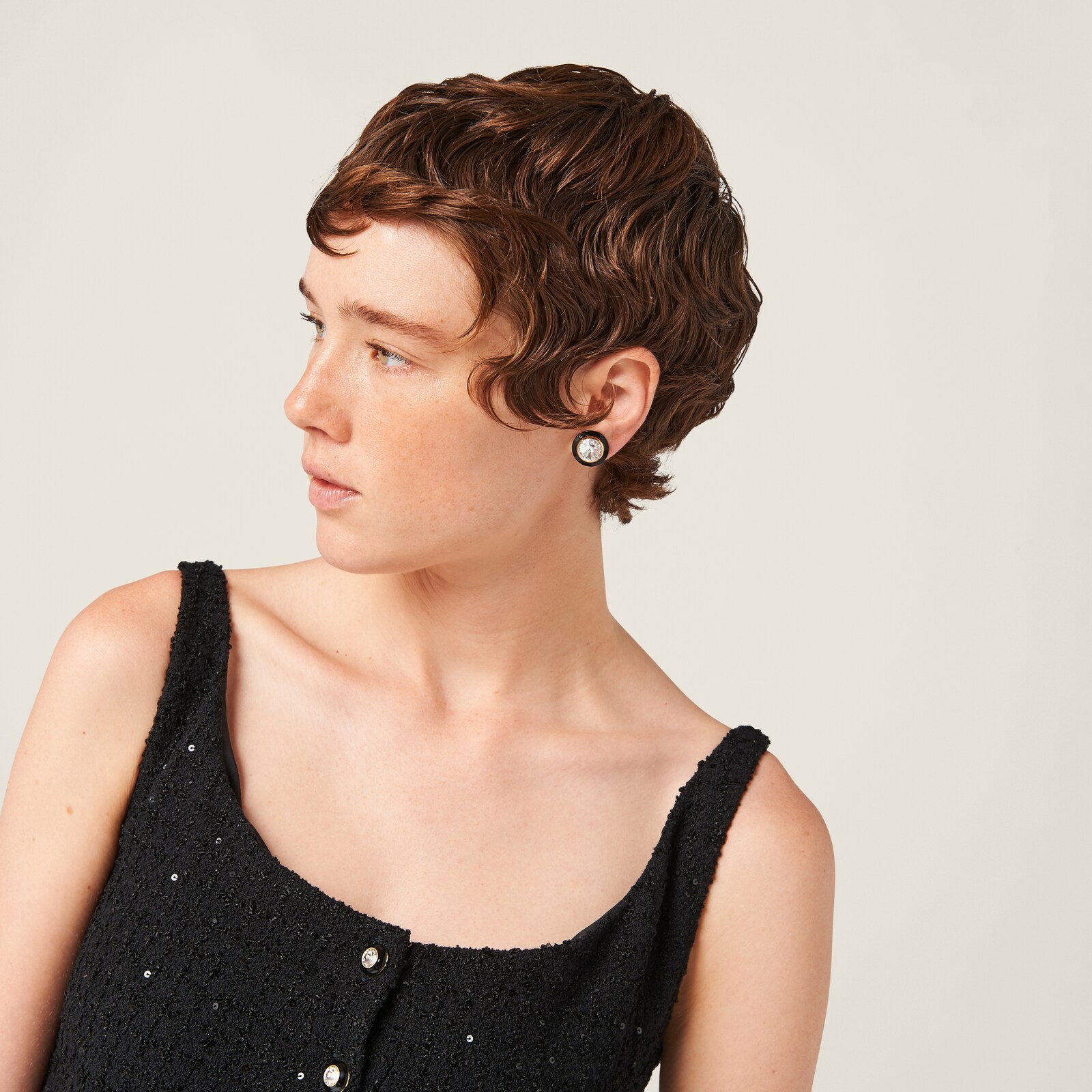 Black Sequined Bouclé Mini-dress | Miu Miu