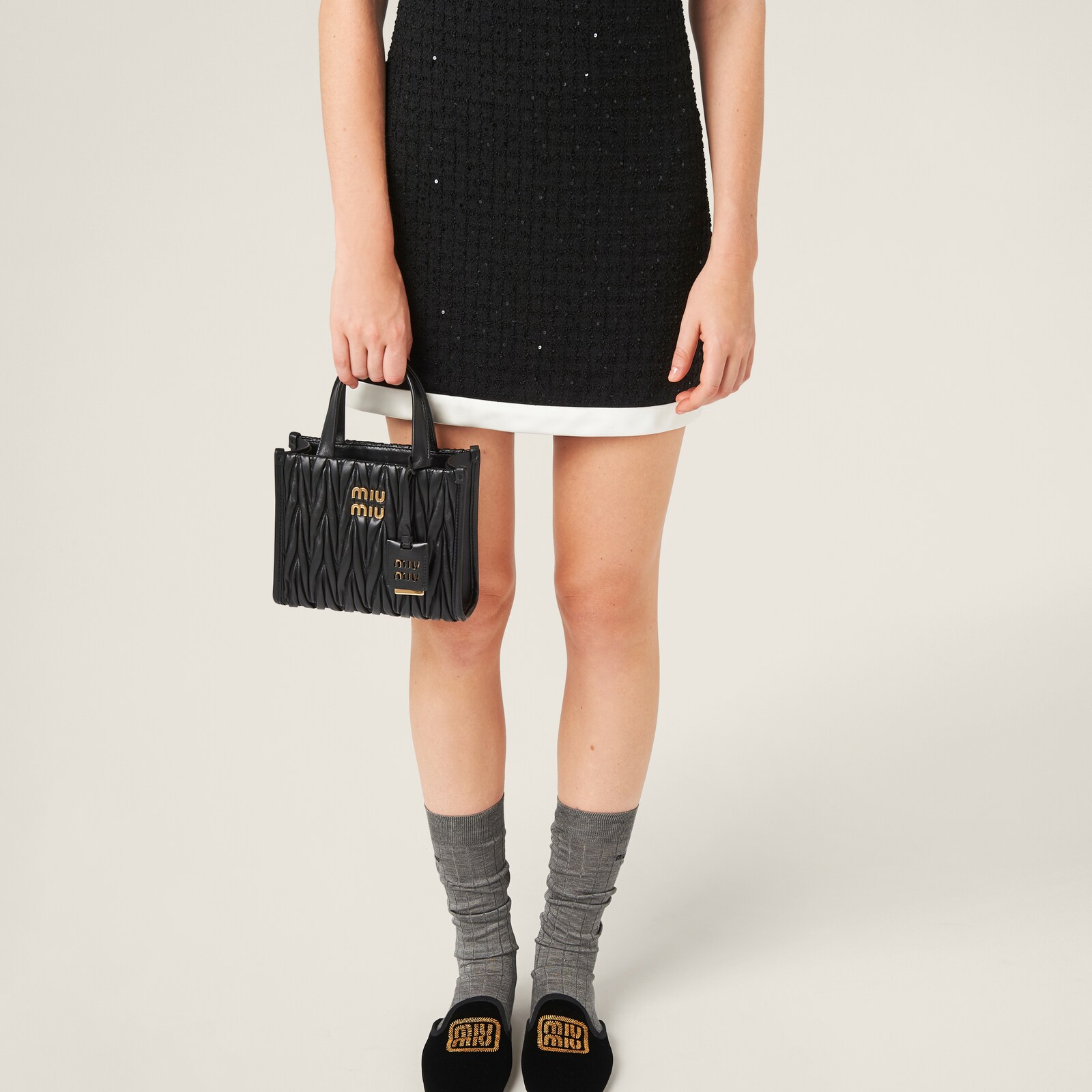 Black Sequined Bouclé Mini-dress | Miu Miu