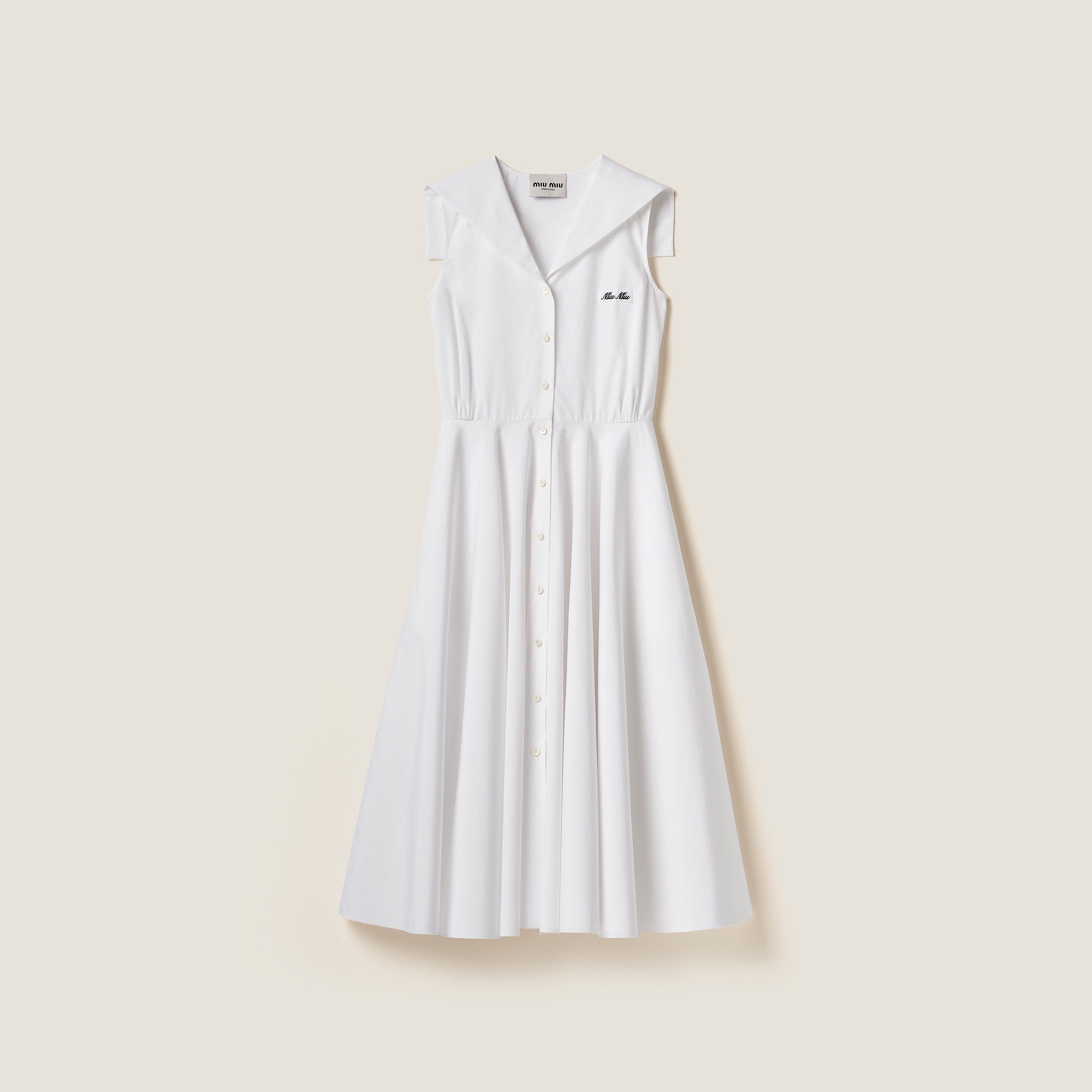White Poplin Dress | Miu Miu
