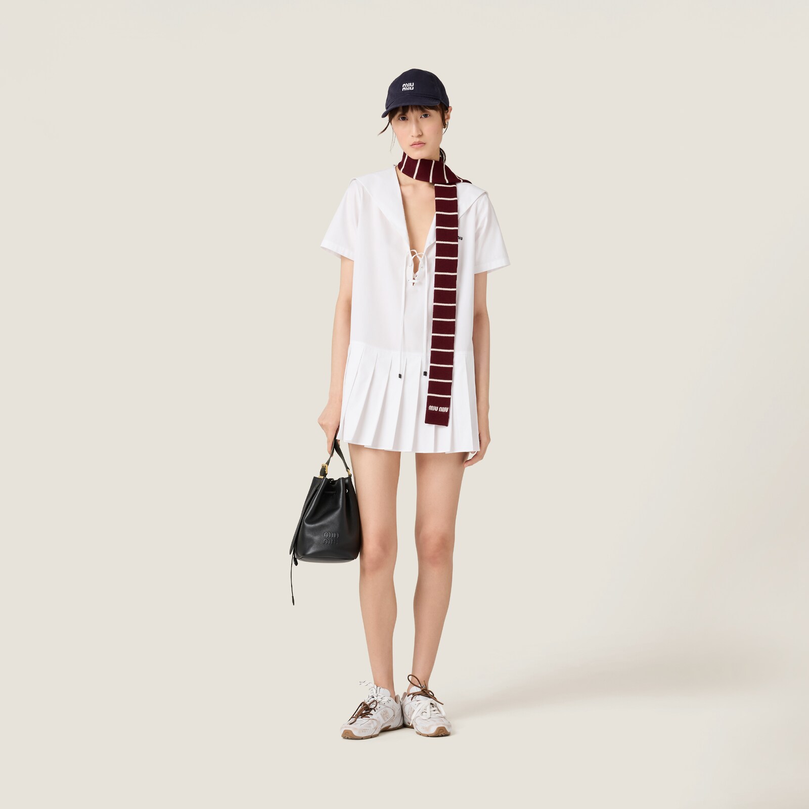 포플린 드레스 화이트 | Miu Miu