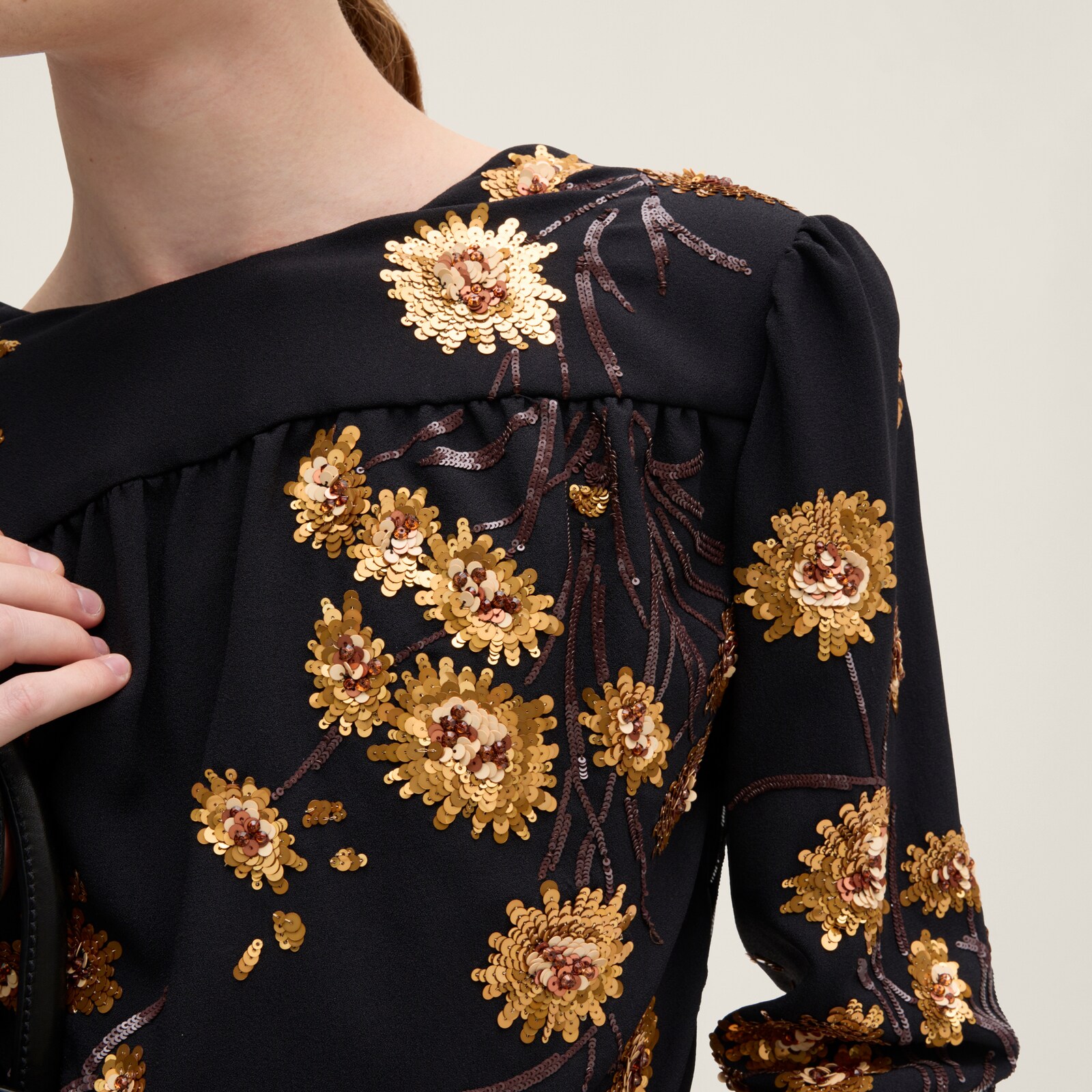 Black Embroidered Sablé Dress | Miu Miu
