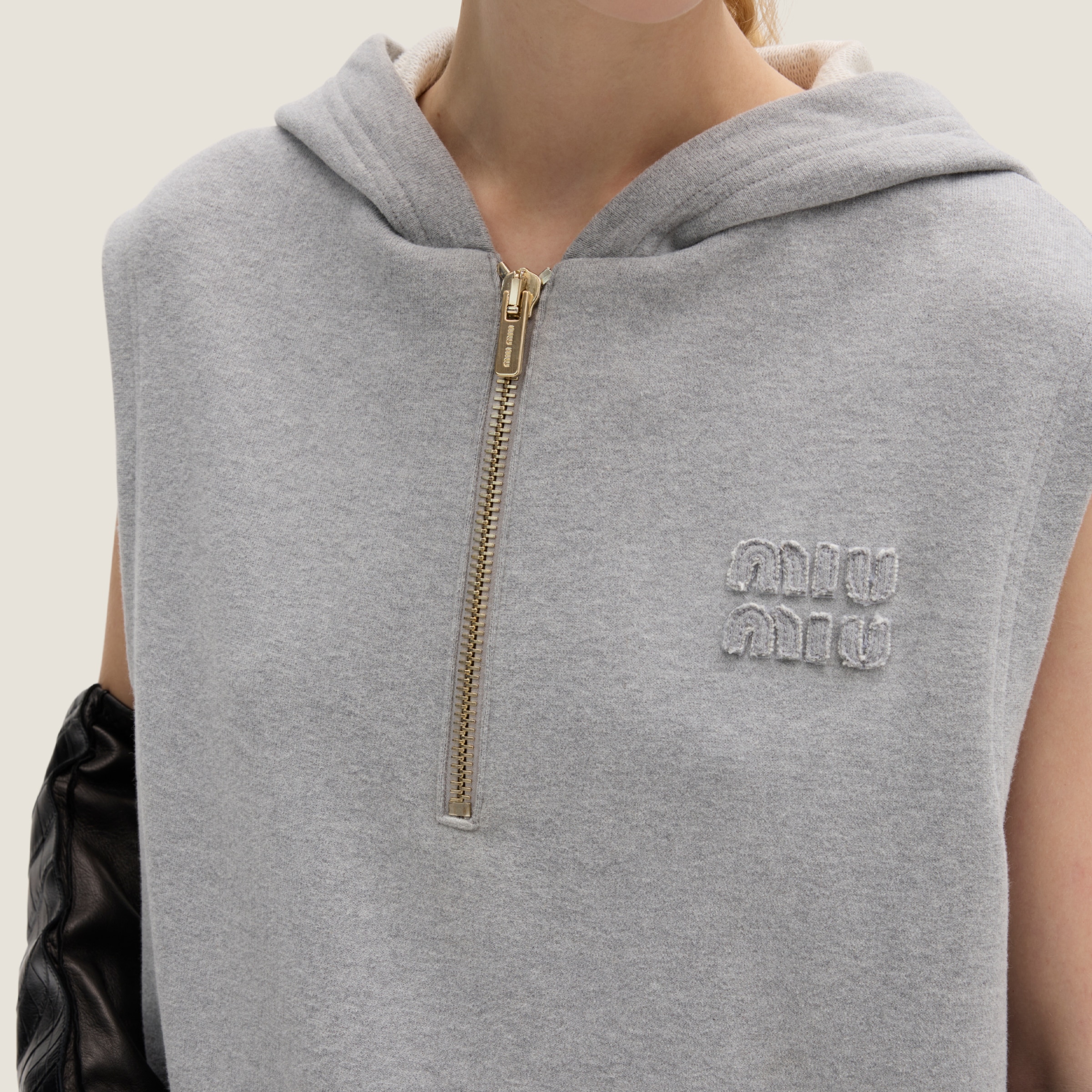 Grey Cotton Fleece Hoodie Dress | Miu Miu Grey Cotton Fleece Hoodie Dress | Miu Miu
