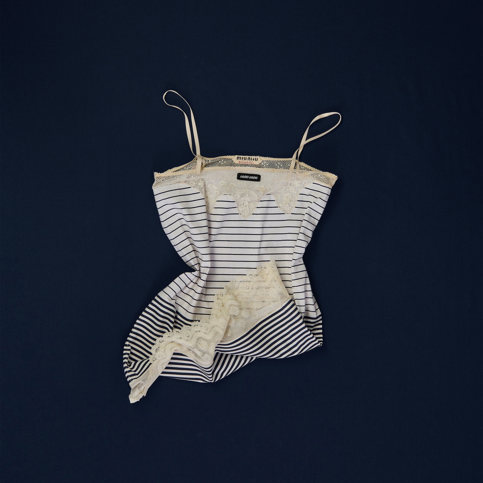Lace-trimmed striped jersey minidress - Collection Collections | Miu Miu