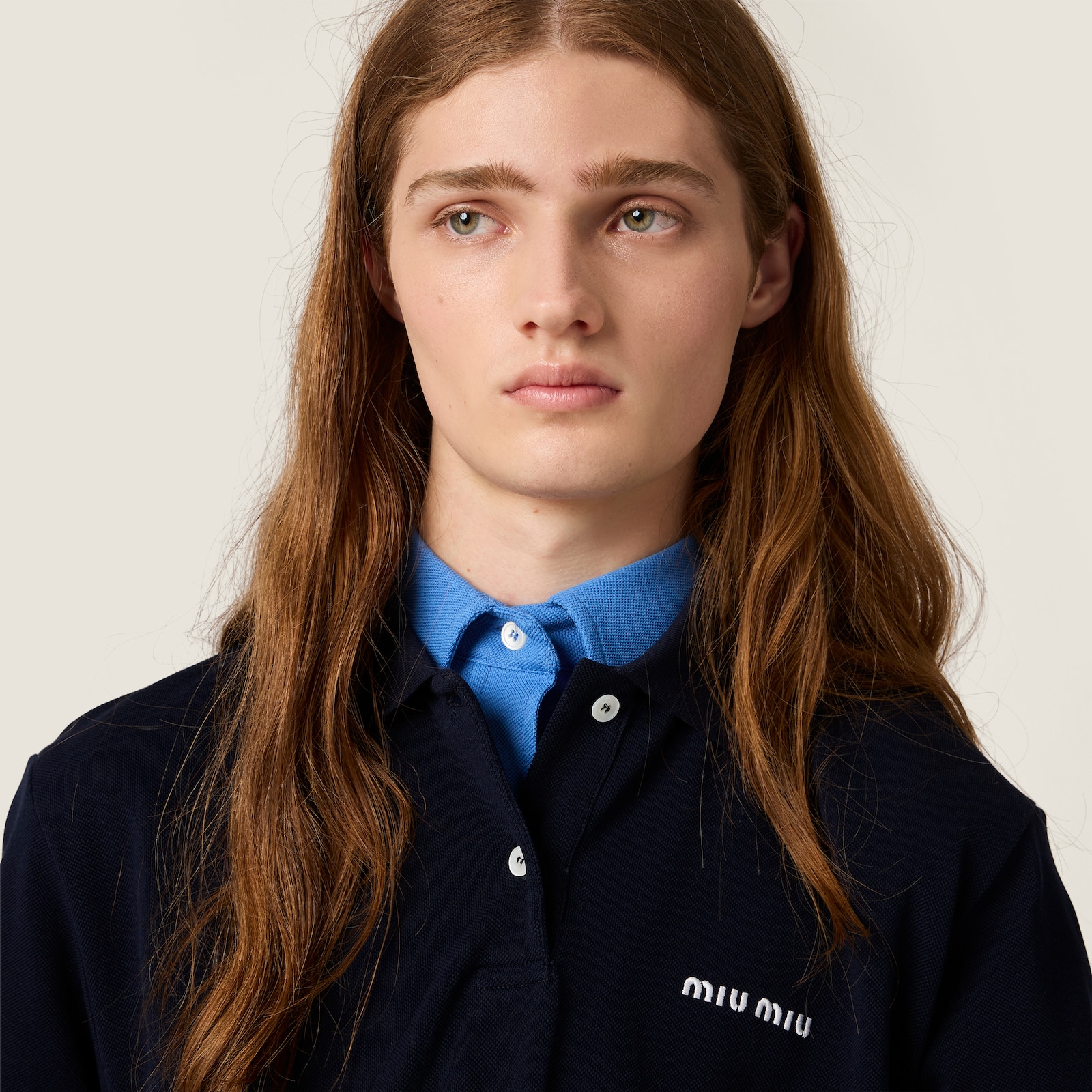 Navy Cotton Piqué Dress | Miu Miu