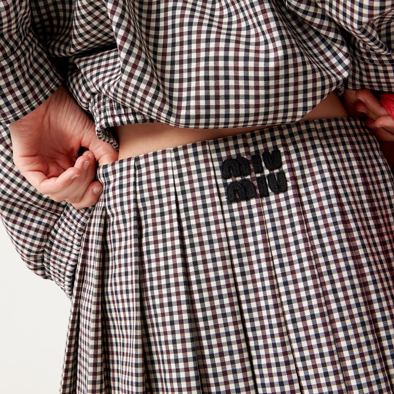 Burgundy Gingham Check Skirt | Miu Miu