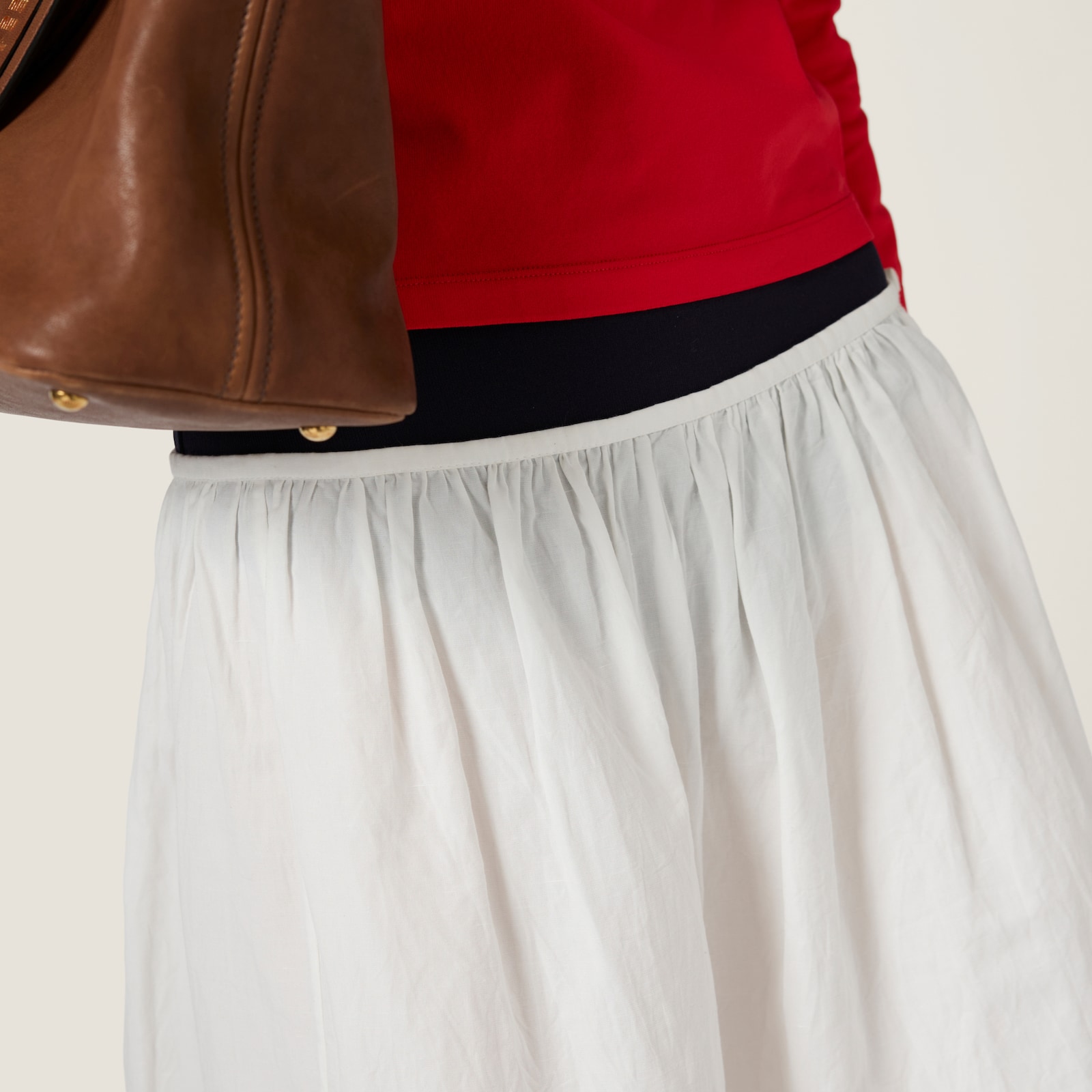 White Slubbed Poplin Skirt Miu Miu