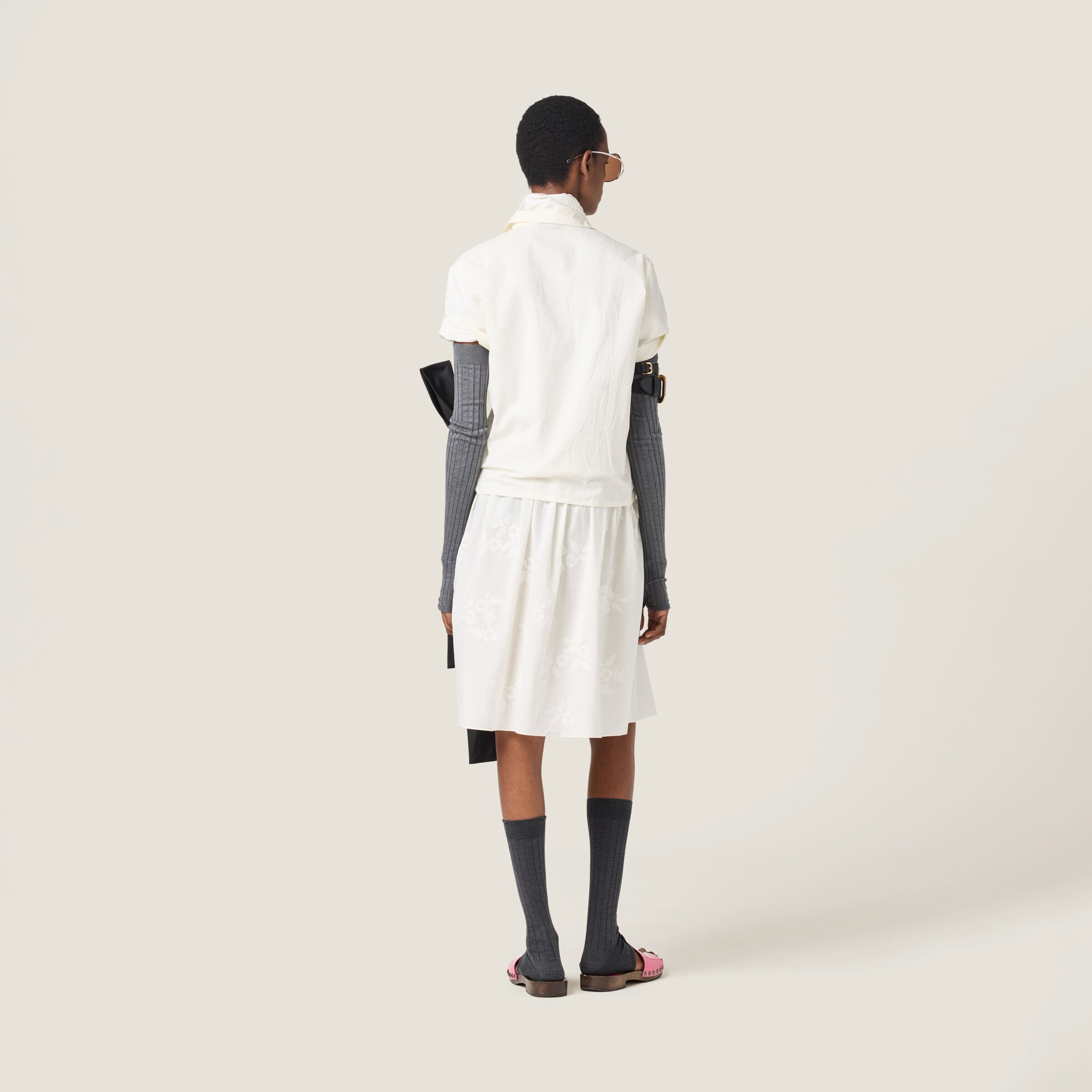 Ivory Embroidered Batiste Skirt | Miu Miu