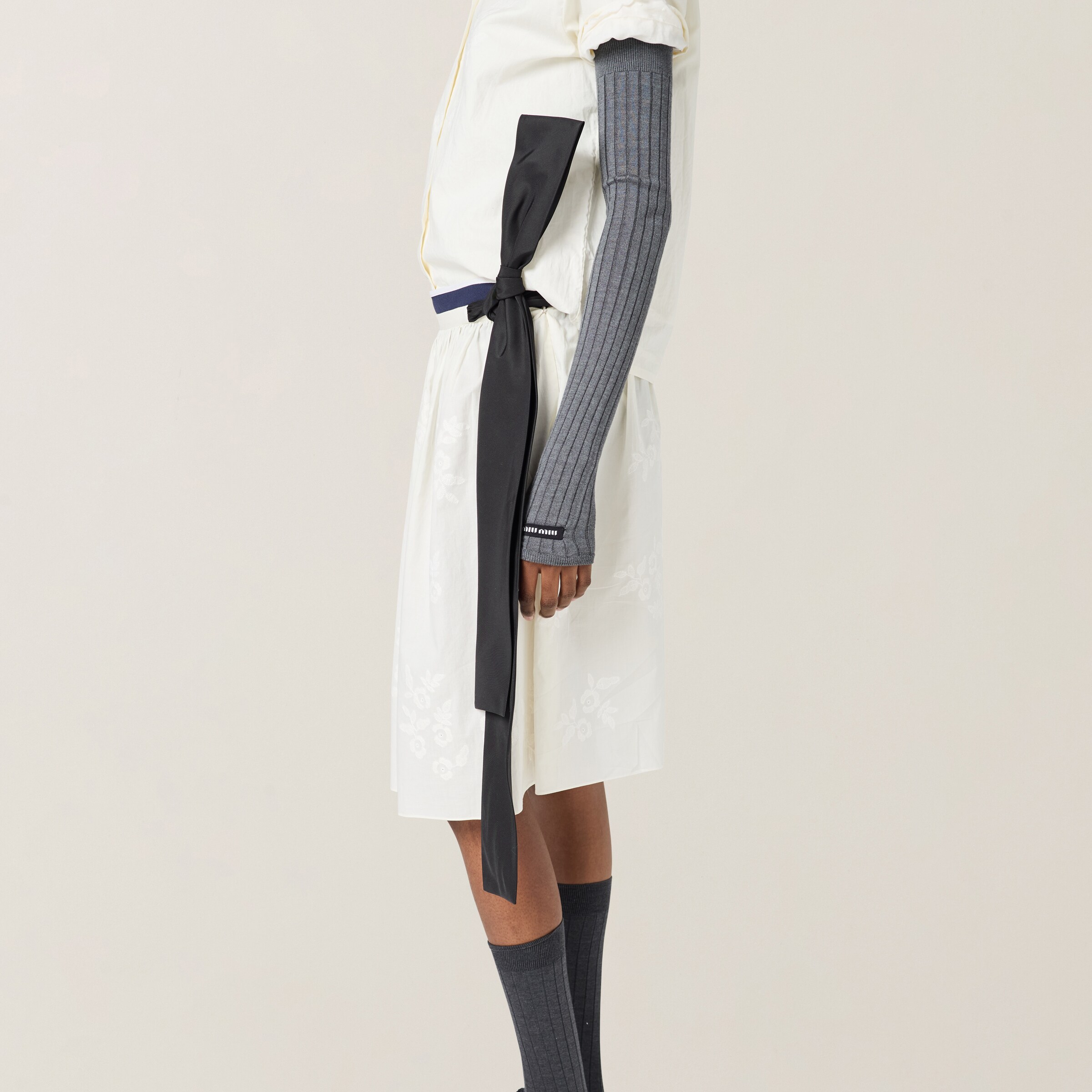 Ivory Embroidered Batiste Skirt | Miu Miu
