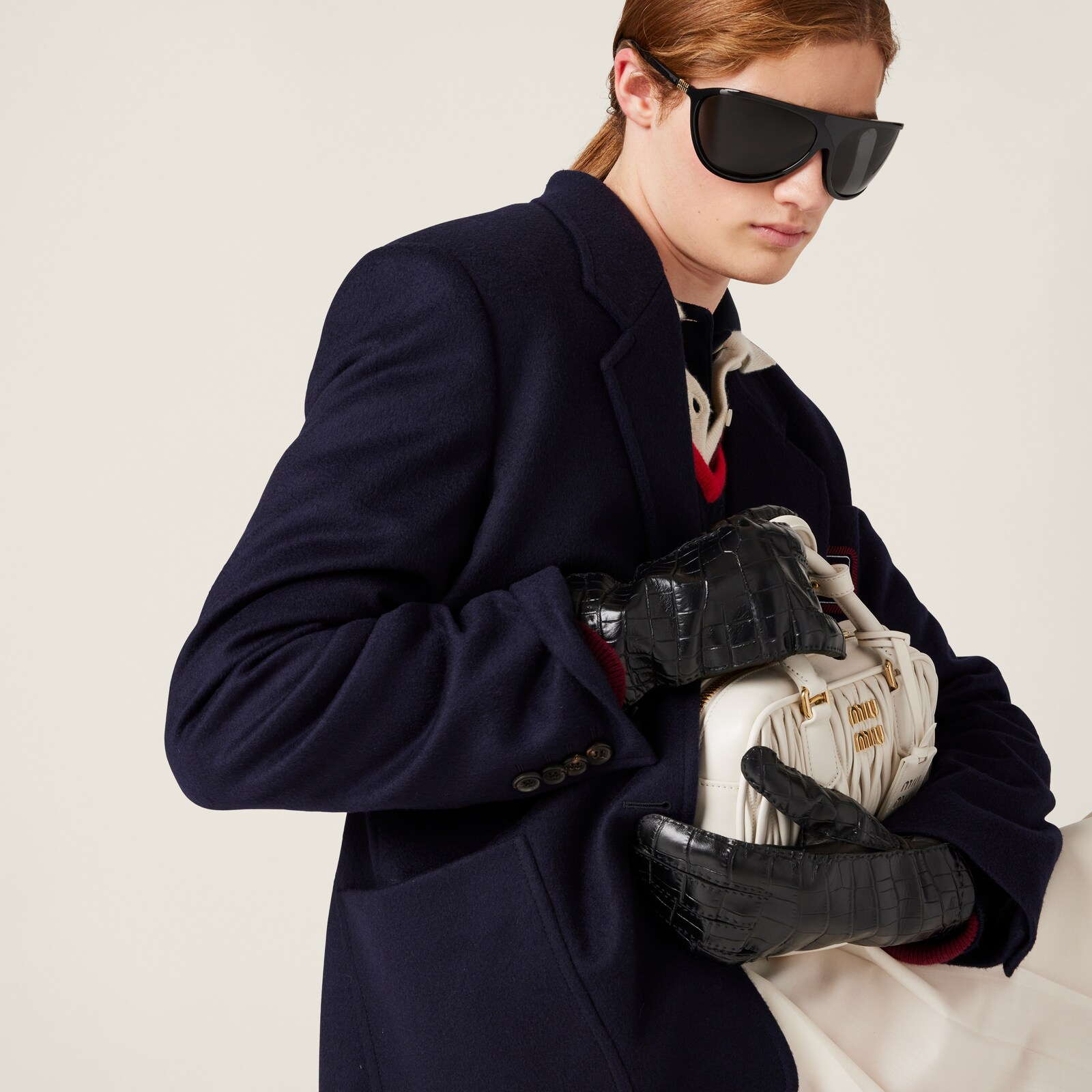 Blazer Em Veludo Com Abotoamento Central Azul | Miu Miu