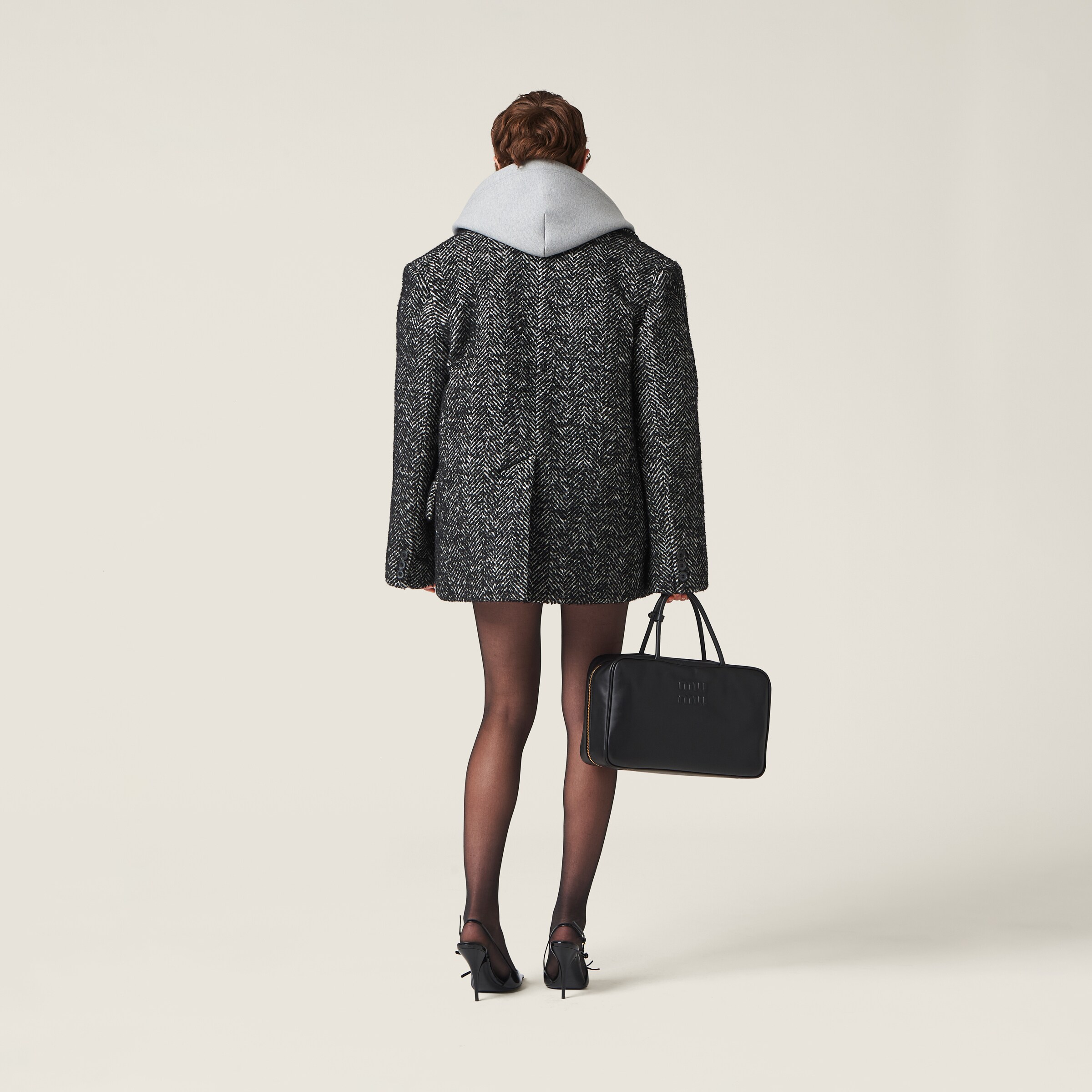 Black Double-breasted Chevron Jacket | Miu Miu