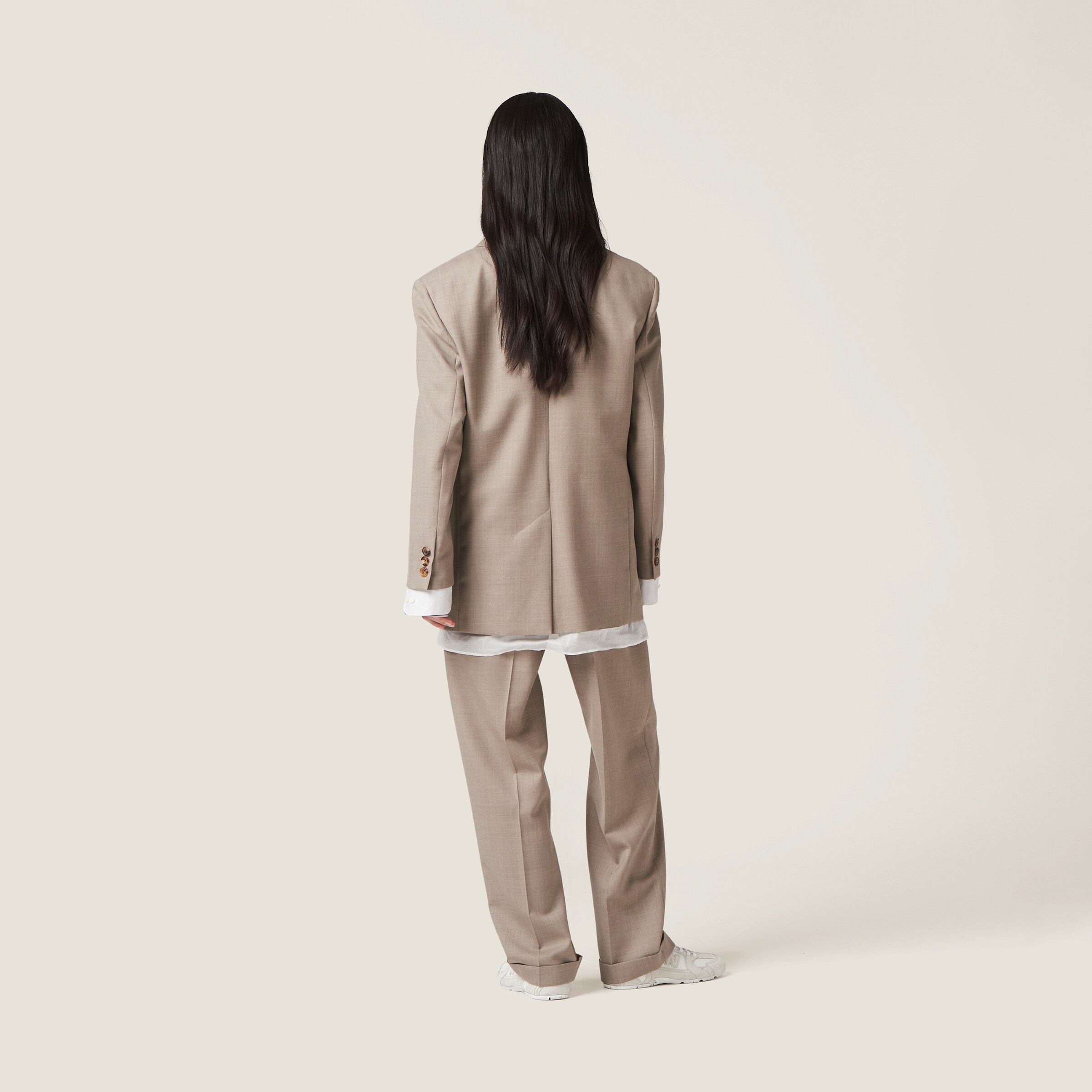 Clay Grey Single-breasted Gabardine Jacket | Miu Miu