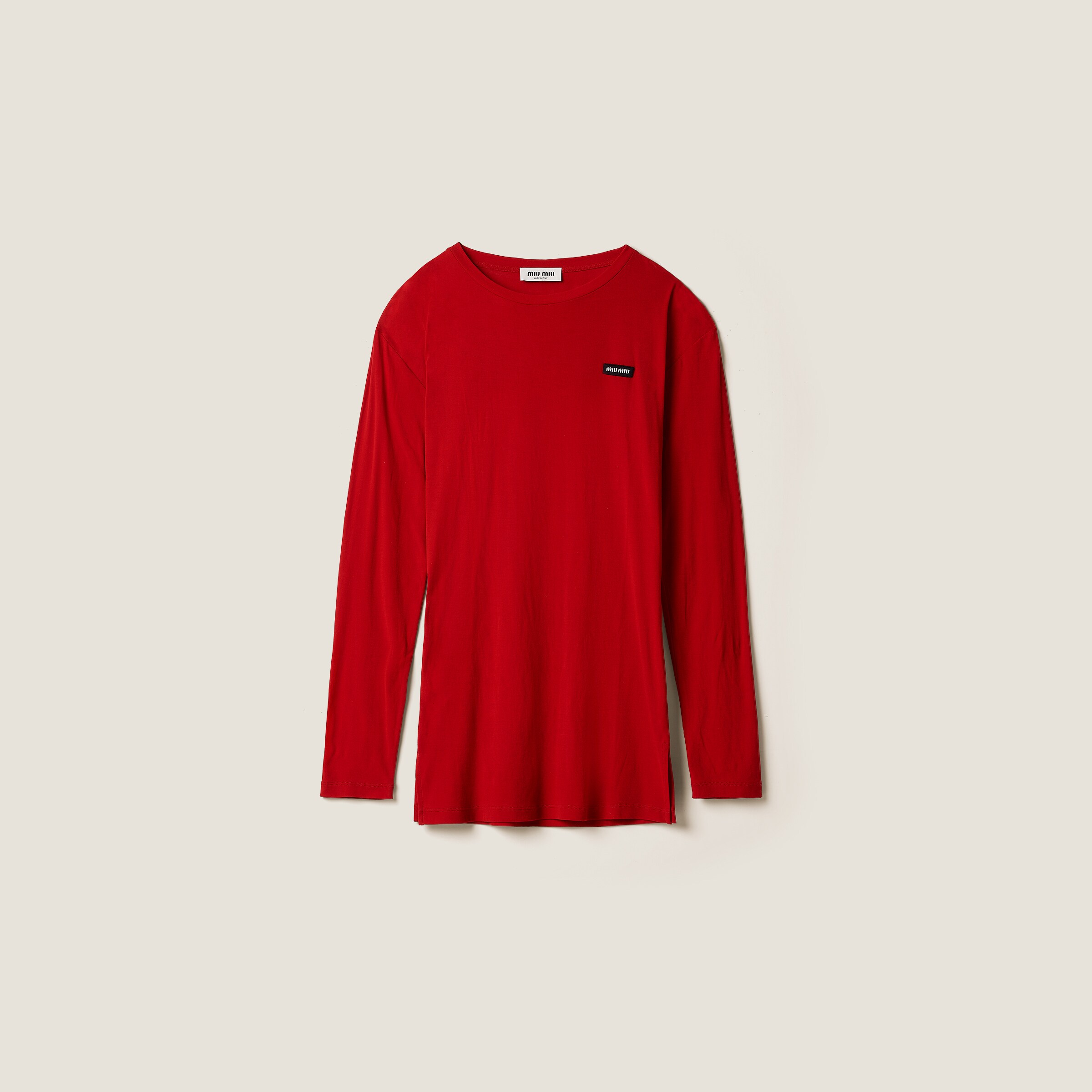 Red Ribbed Knit Jersey Dress | Miu Miu