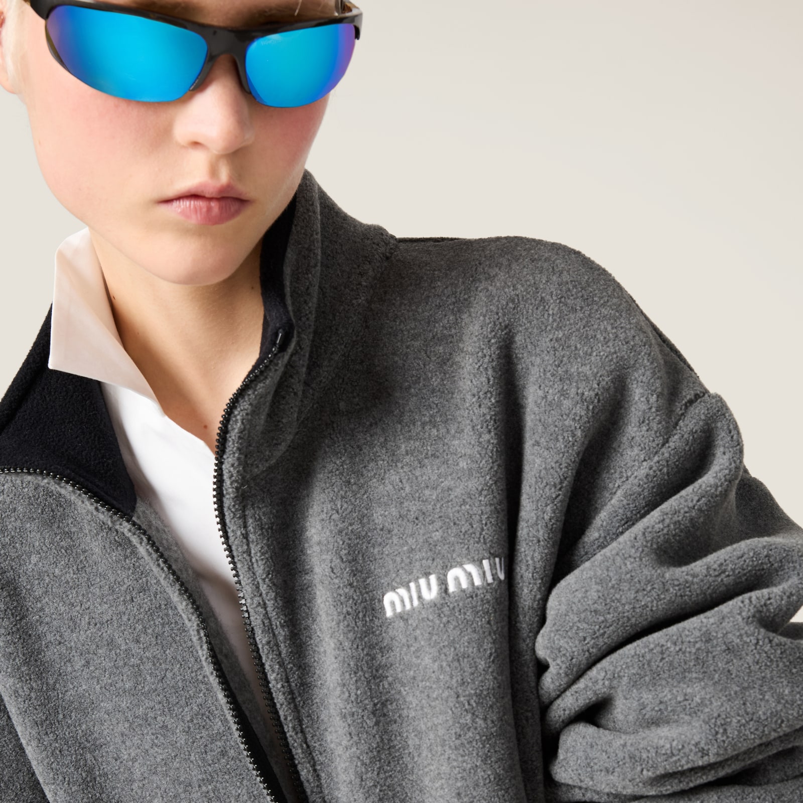 Grey Fleece Sweatshirt | Miu Miu - United States