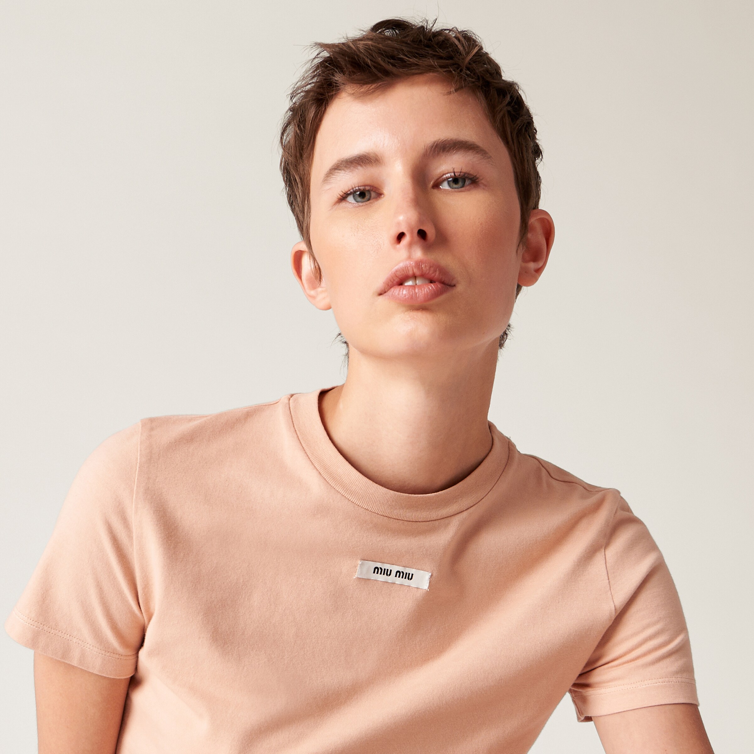 Powder Pink Cotton T shirt Miu Miu powder-pink-cotton-t-shirt-miu-miu