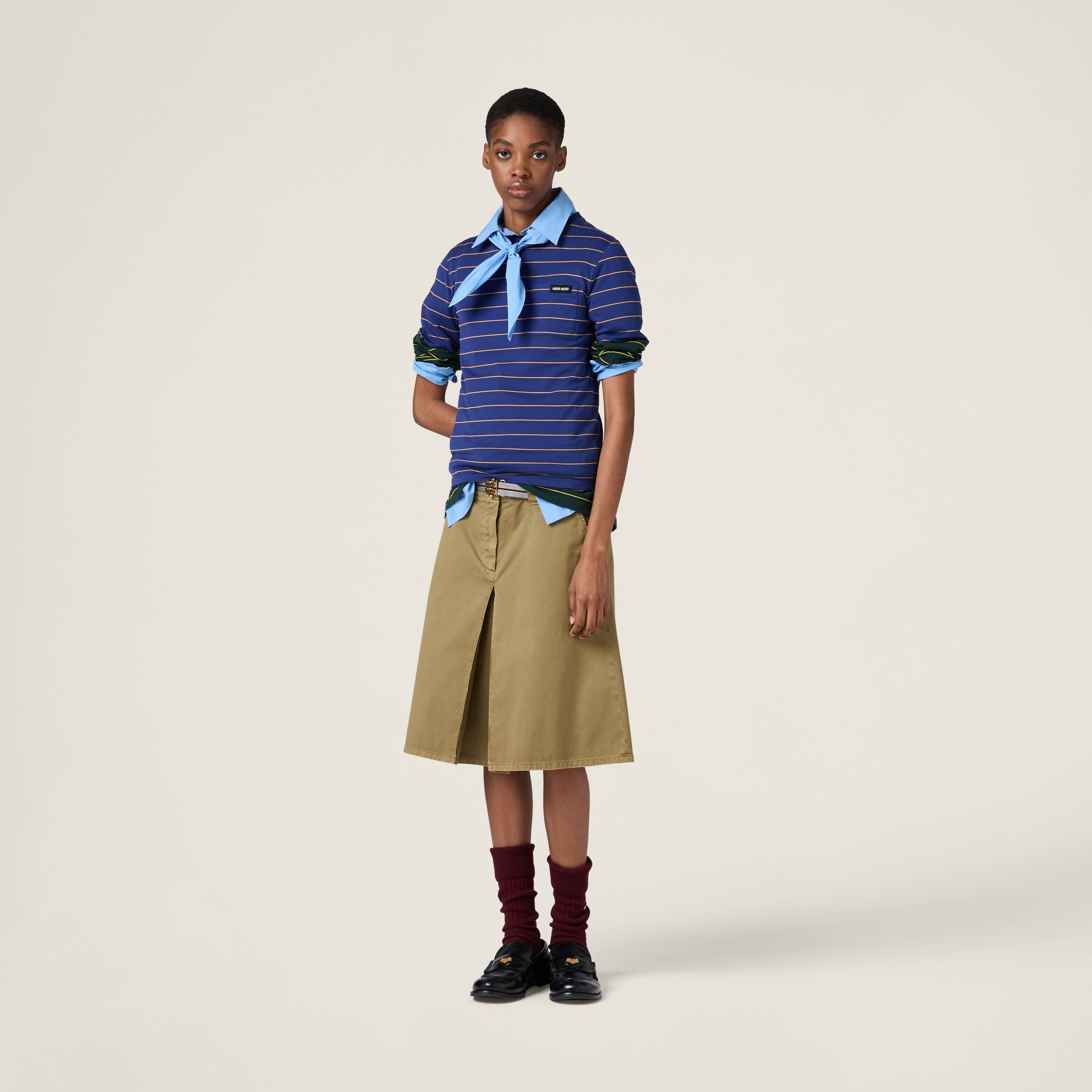 Ink Blue/topaz Jersey T-shirt | Miu Miu