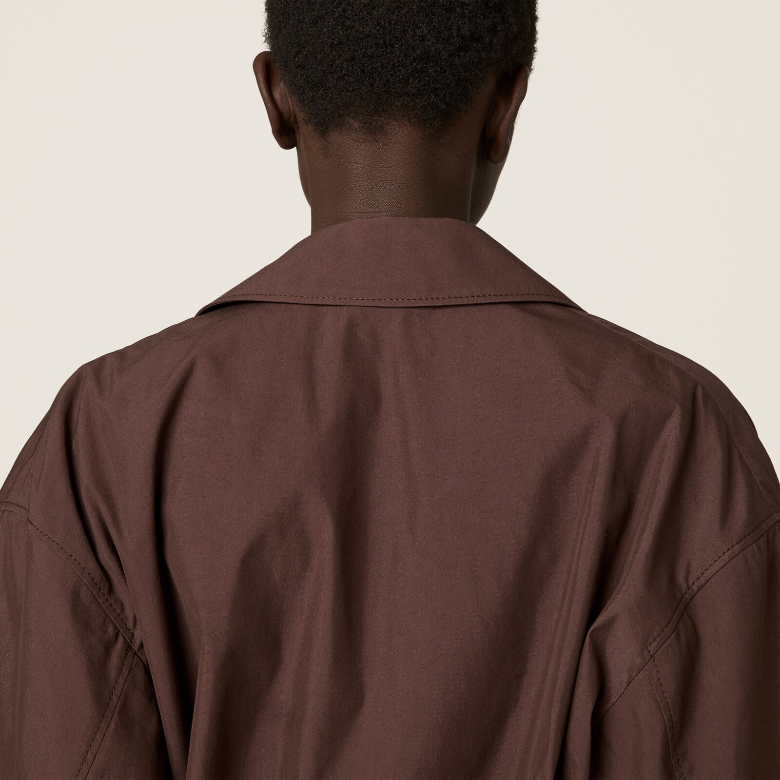 Cocoa Brown Panama Cotton Blouson Jacket | Miu Miu