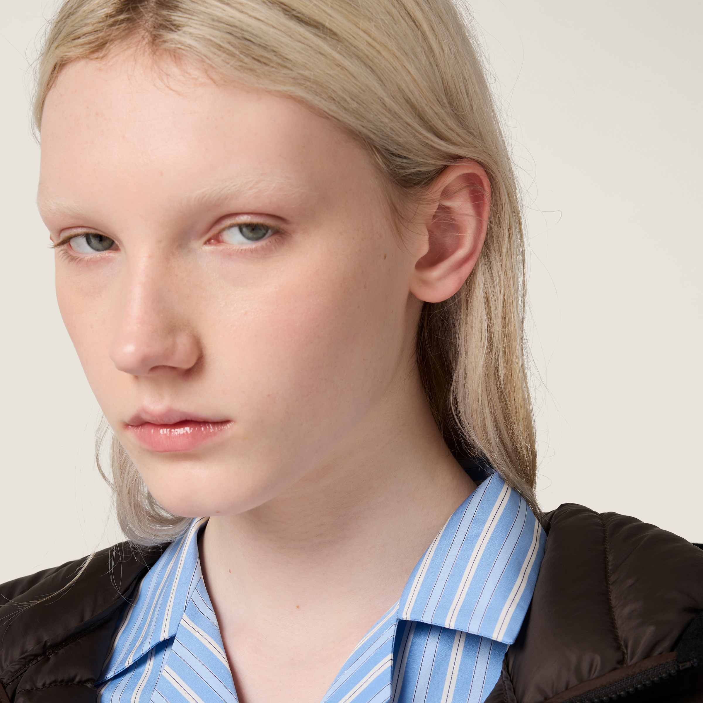 Forest Green Light Pongé Down Hoodie Jacket | Miu Miu