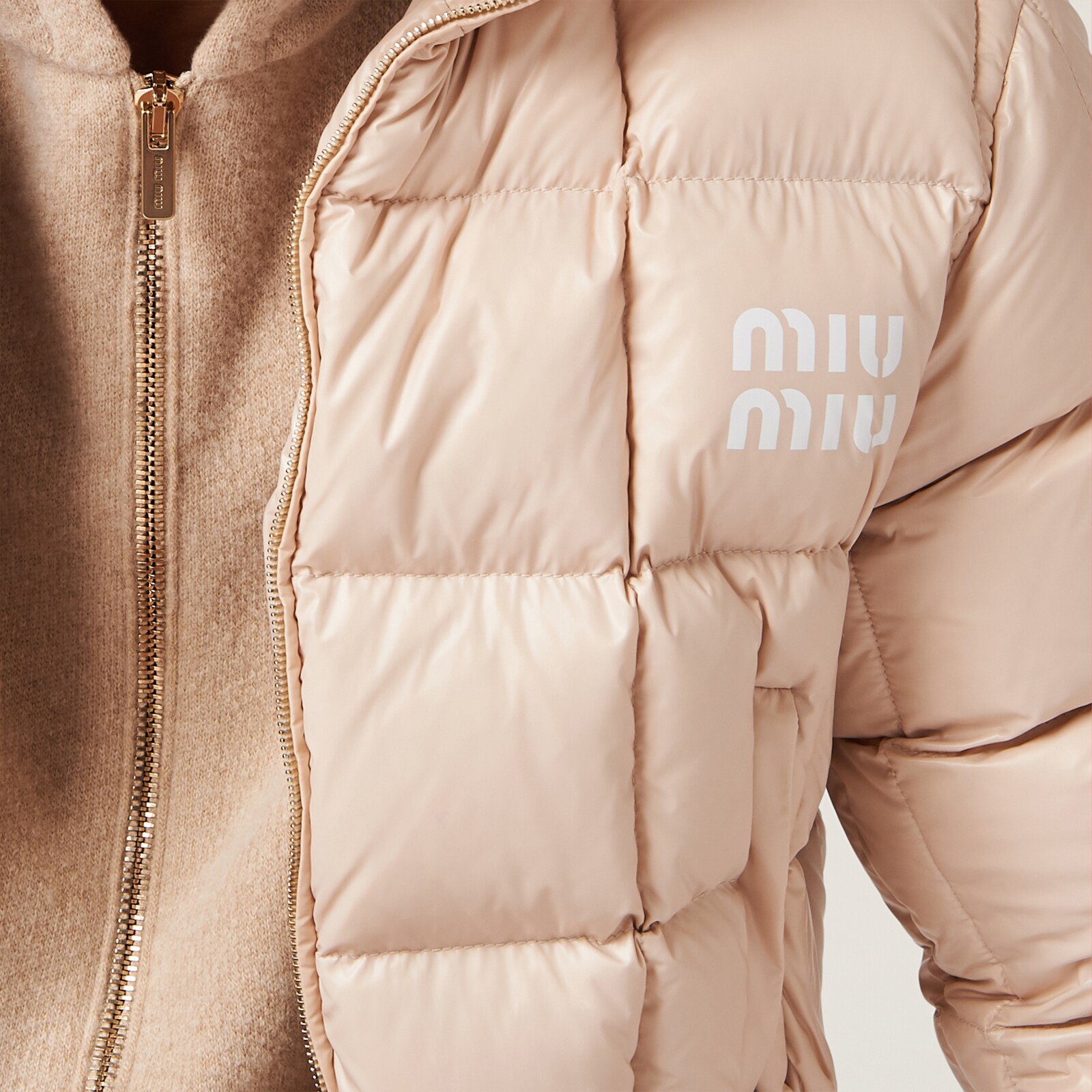 Cameo Cropped Nylon Down Jacket | Miu Miu