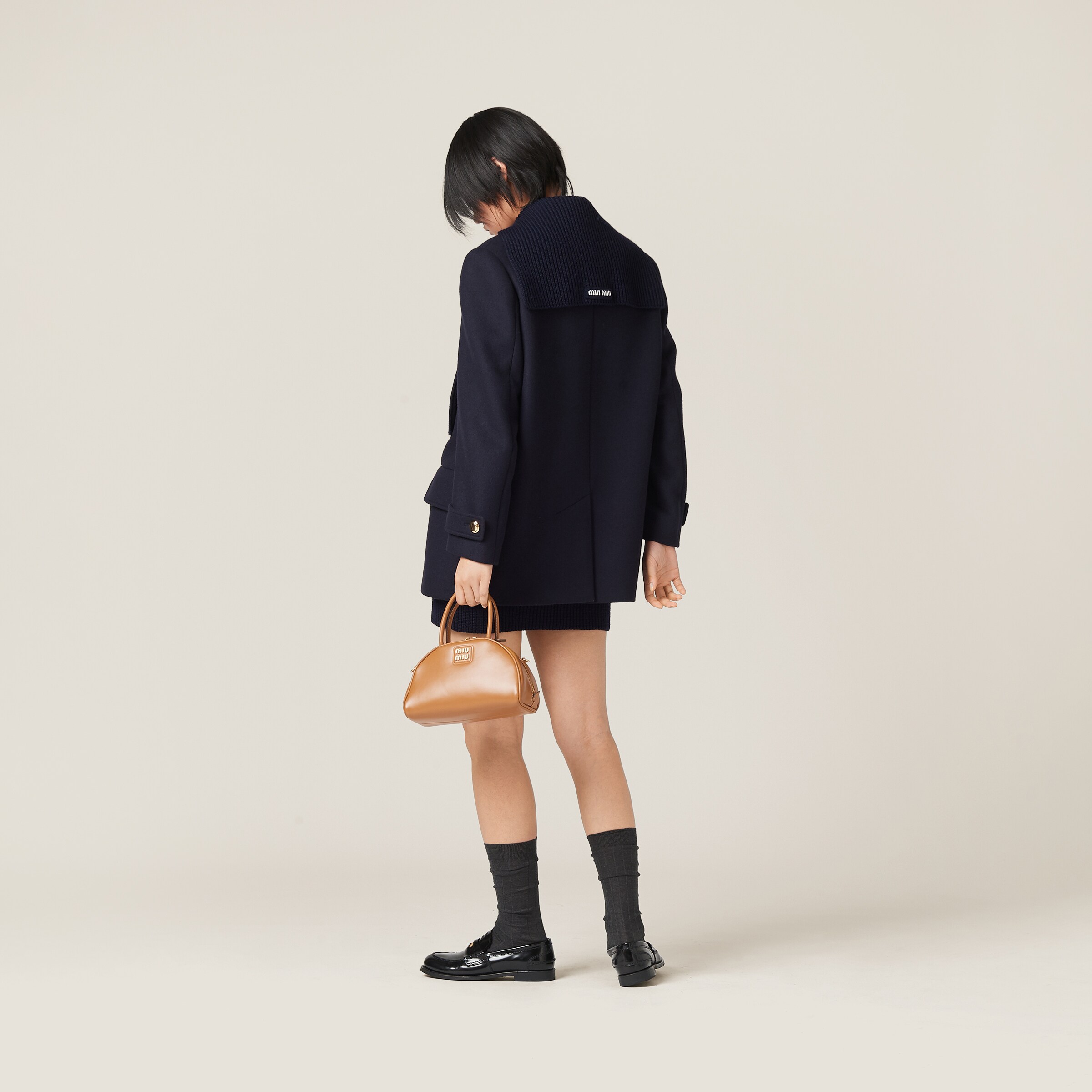Navy Cloth Peacoat | Miu Miu