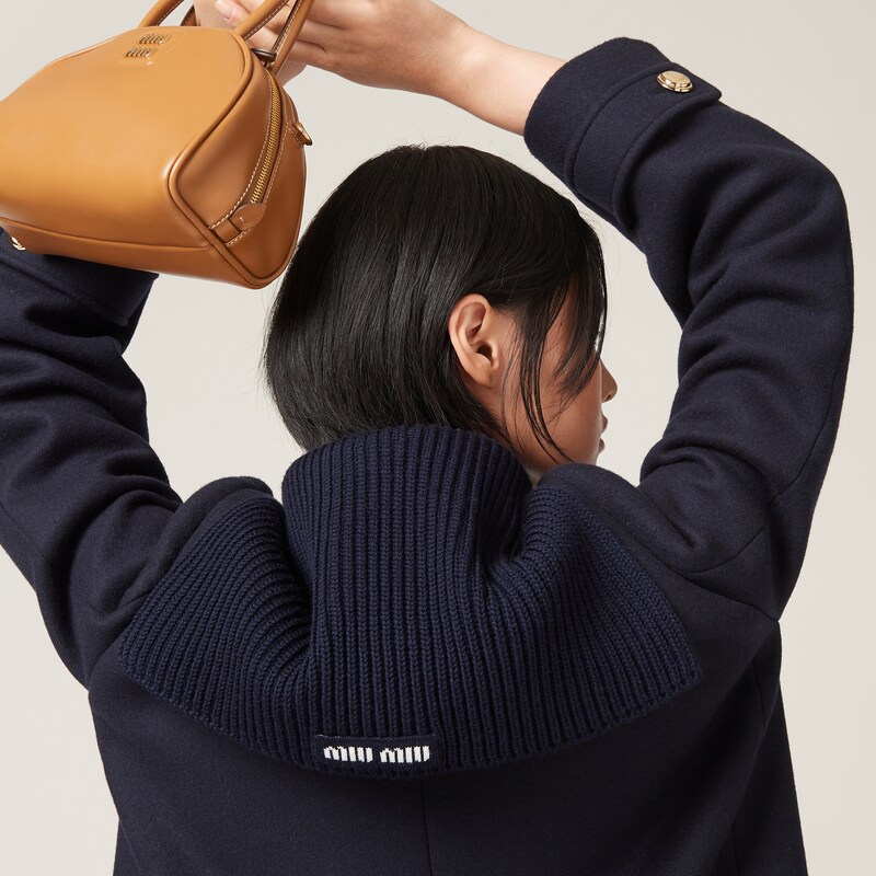 Navy Cloth Peacoat | Miu Miu