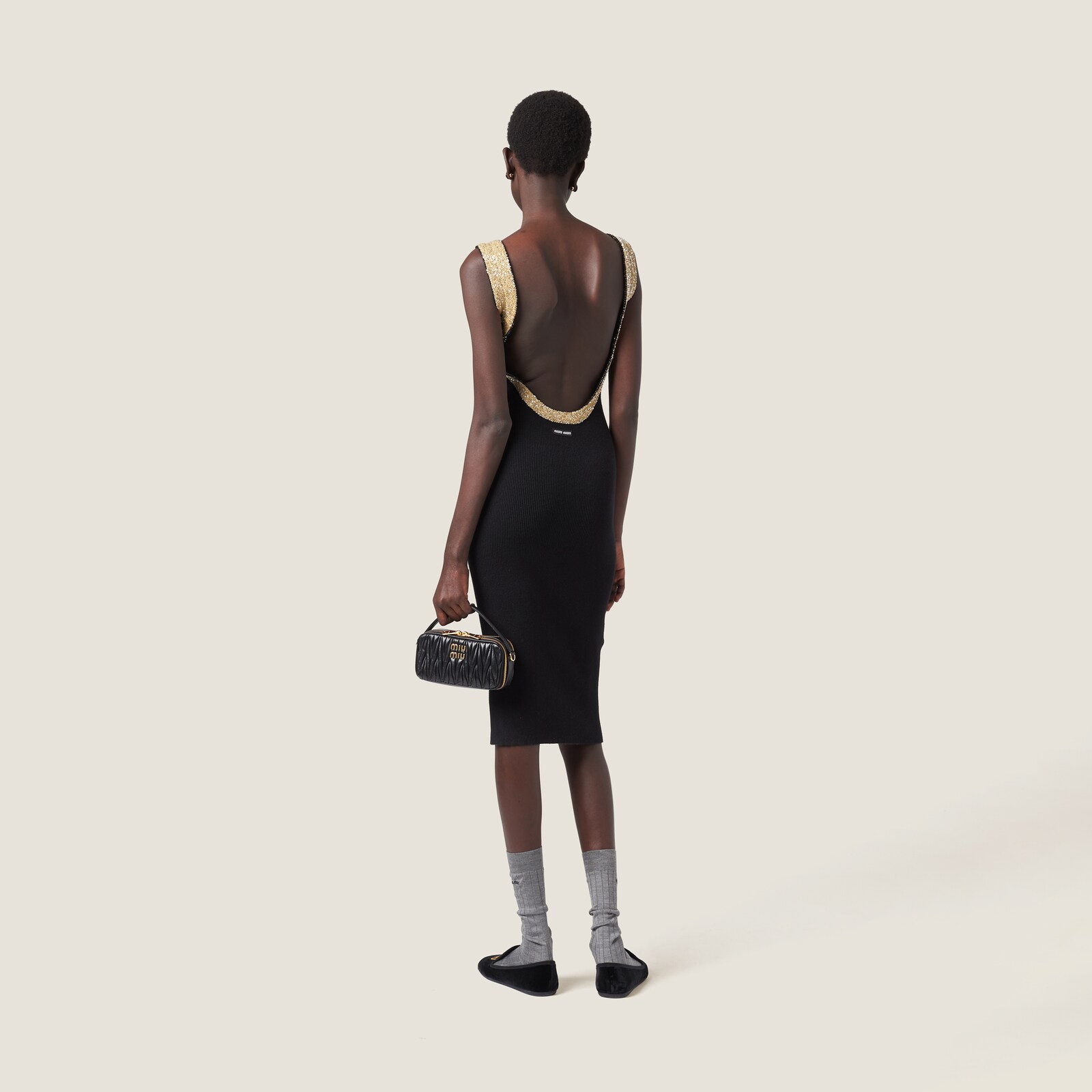 Black/pale Yellow Cashmere Dress | Miu Miu