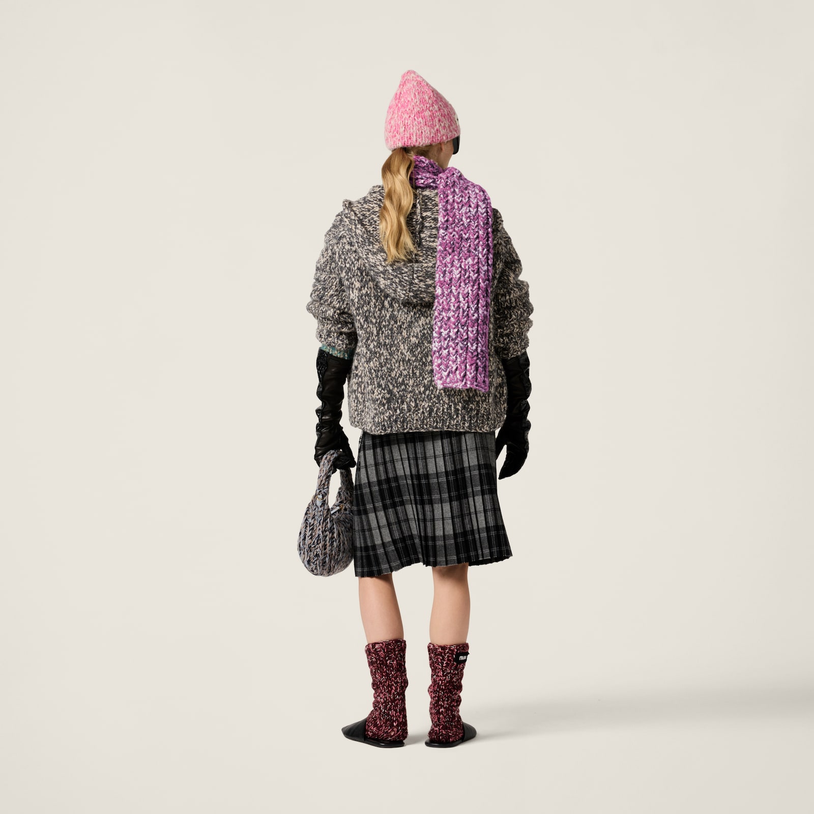 Slate Gray Zipper Cardigan | Miu Miu