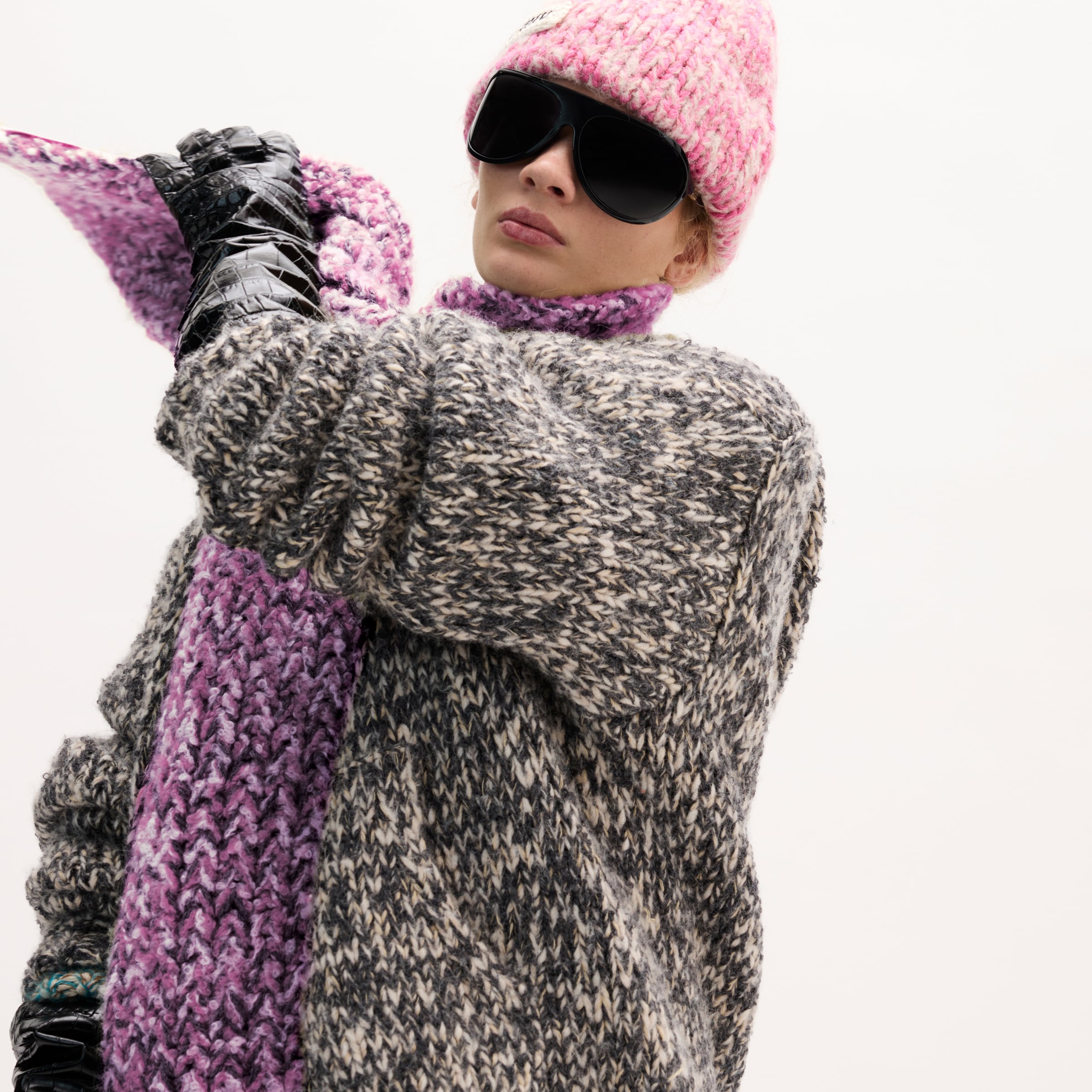 Slate Gray Zipper Cardigan | Miu Miu