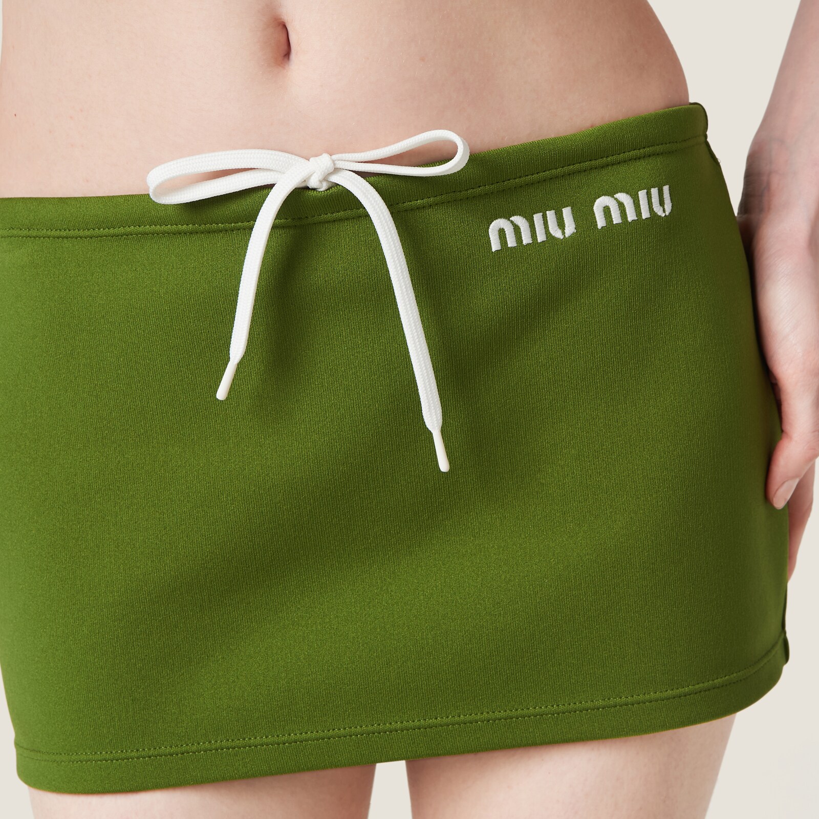 Pistachio Green Nylon Miniskirt Miu Miu
