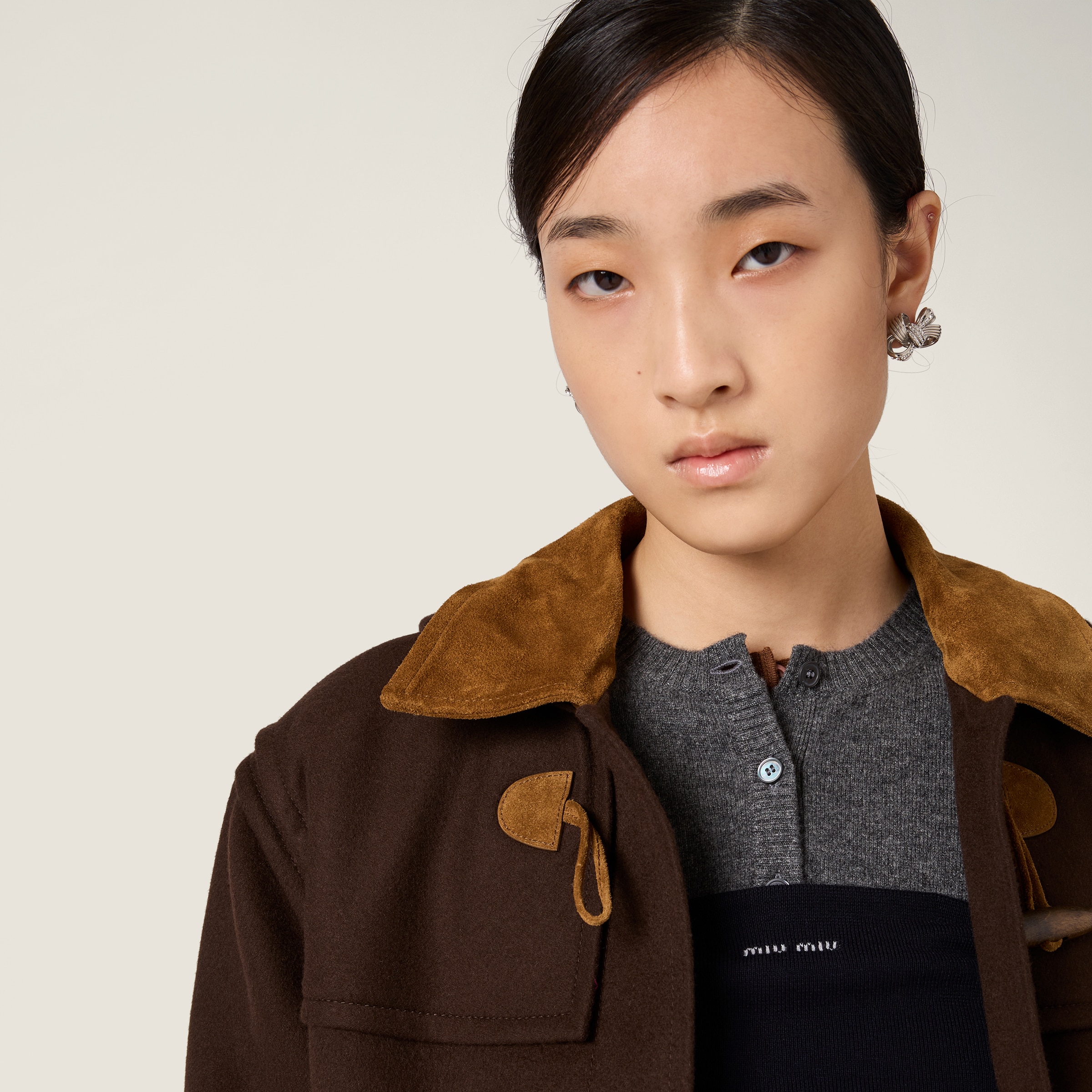 Slate Gray Cashmere Sweater | Miu Miu
