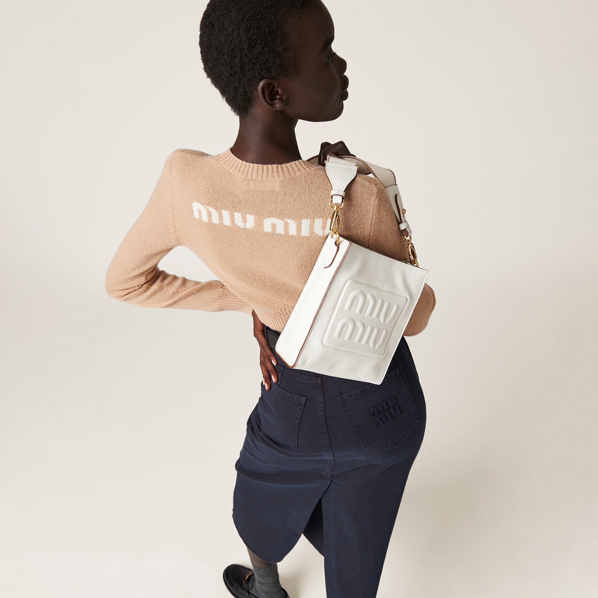 Albino White Cashmere Crew-neck Sweater | Miu Miu