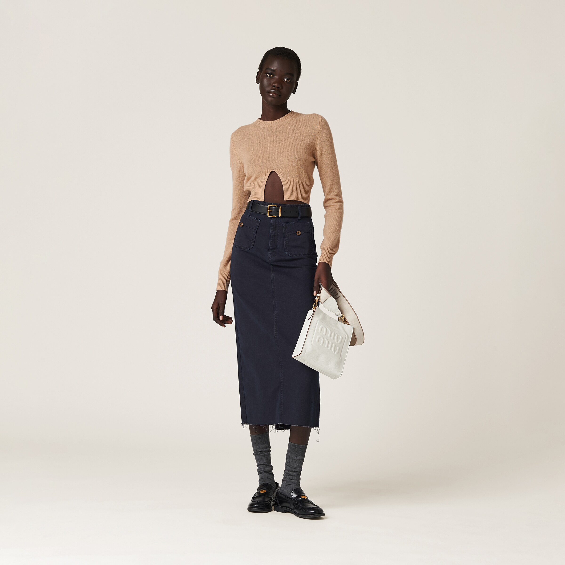 Albino White Cashmere Crew-neck Sweater | Miu Miu