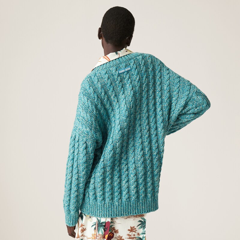 Turquoise Wool And Cashmere Sweater | Miu Miu
