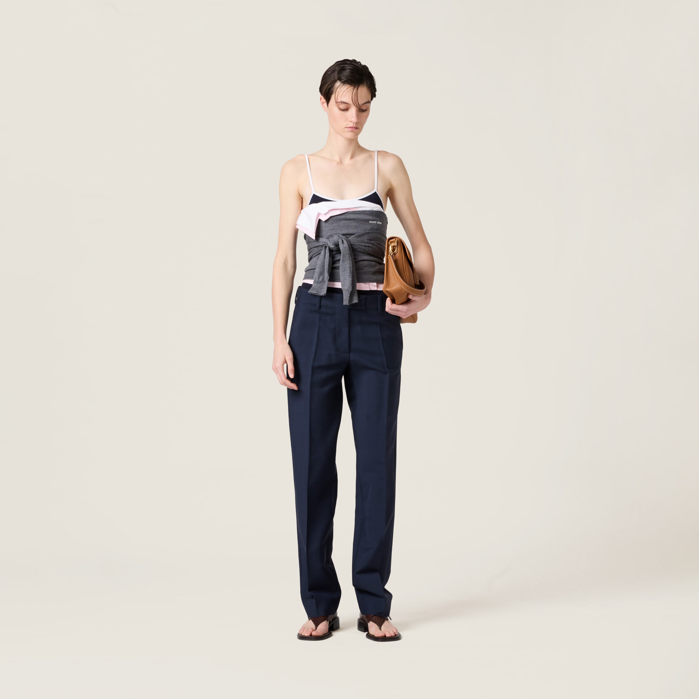 Slate Gray Wool Boat-neck Sweater | Miu Miu