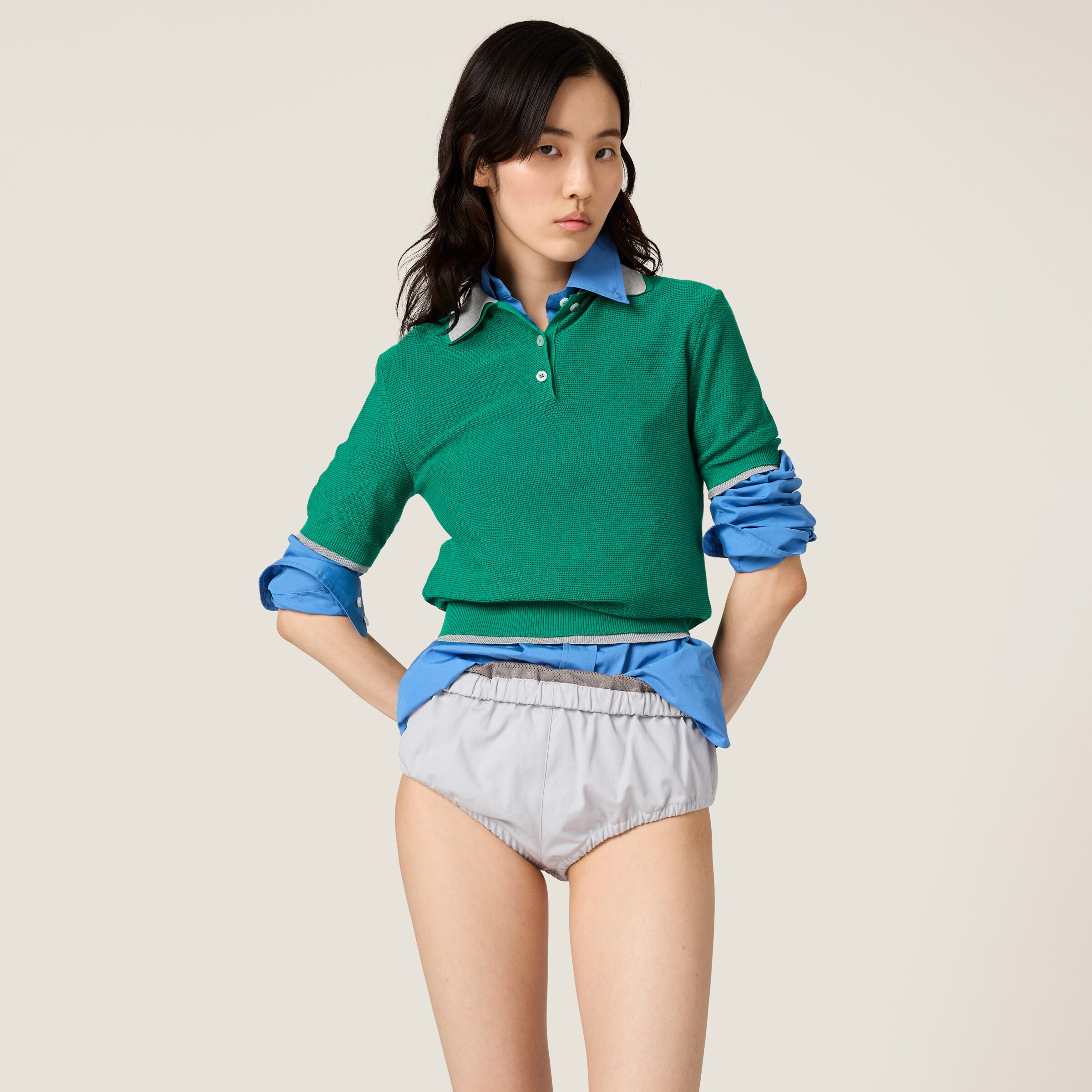 绿色 棉质polo衫 | Miu Miu