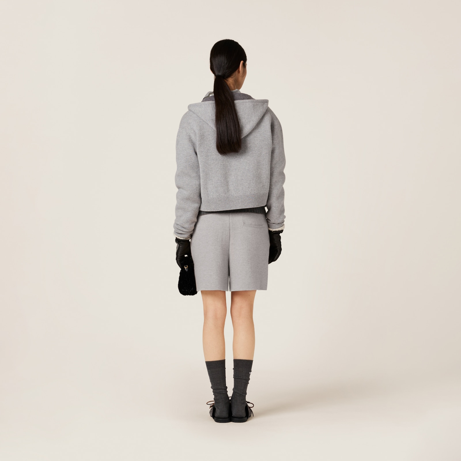 Grey Double Cashmere Shorts | Miu Miu