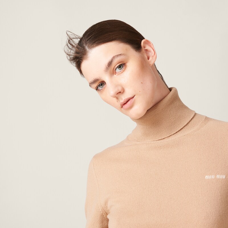 Albino White Cashmere Turtleneck Sweater | Miu Miu