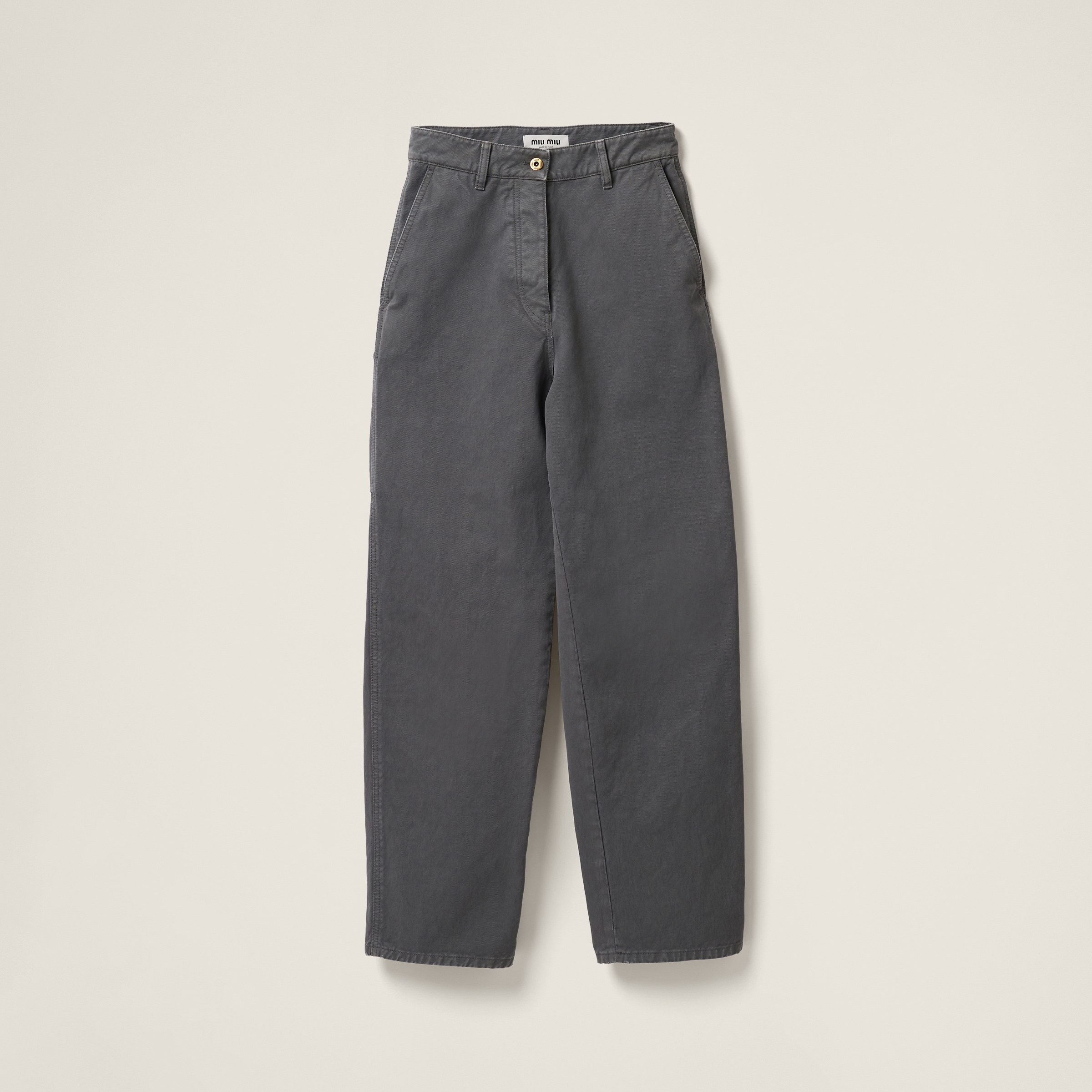 Iron Gray Garment-dyed Gabardine Pants | Miu Miu