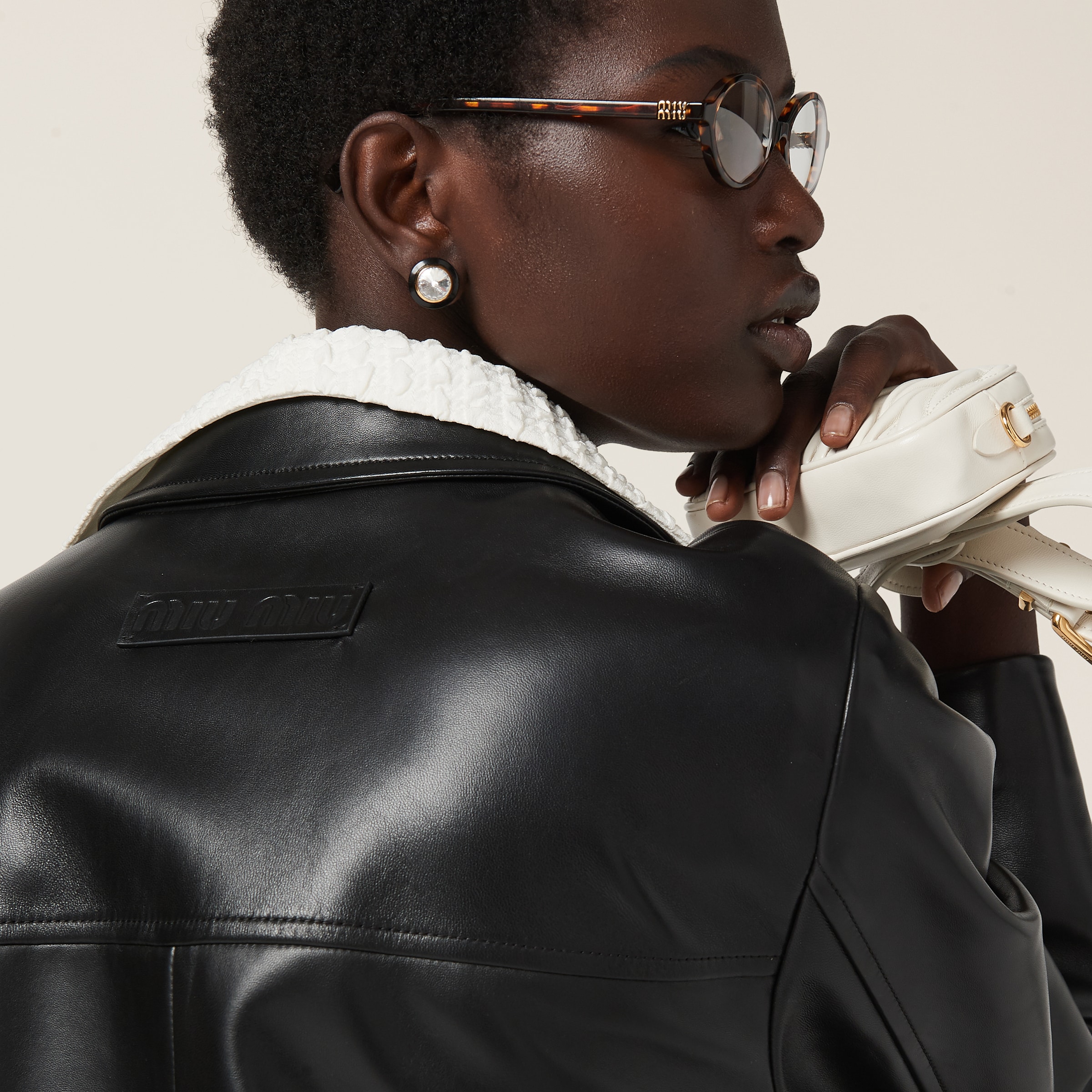 Black Nappa Leather Jacket | Miu Miu